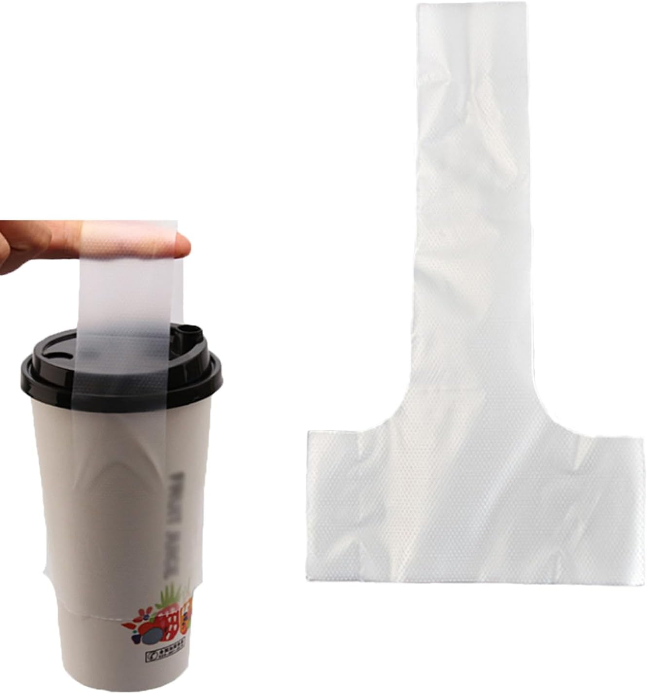 GZHJMY 200 Pack Drinking Bags with Handle Shaped Drink Bag Single Cup ...