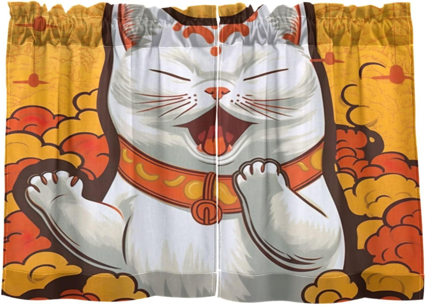 GZHJMY 24 Inch Length Kitchen Curtains Cute Cats 2 Panels Half Window ...