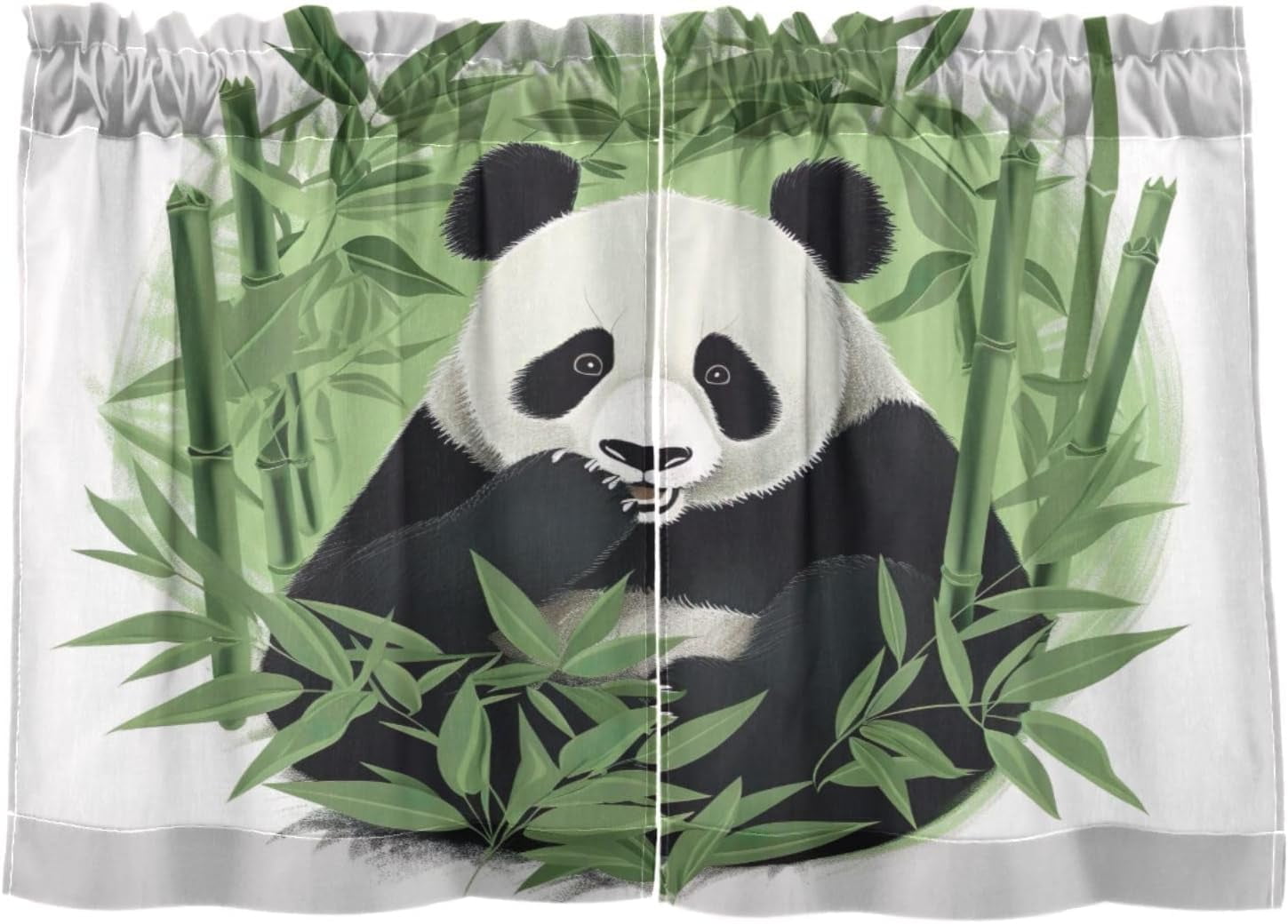GZHJMY 24 Inch Length Kitchen Curtains Cute Panda 2 Panels Half Window ...