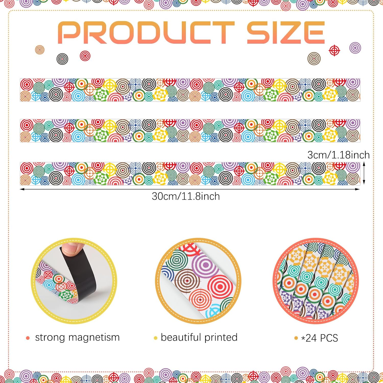 GZHJMY 24 Pieces Magnetic Strips Retro Magnetic Border for Classroom ...