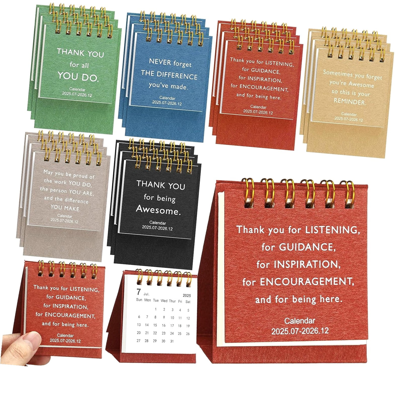 GZHJMY 24pcs Desk Calendars Bulk 2025-2026 Small Christmas Thank You ...