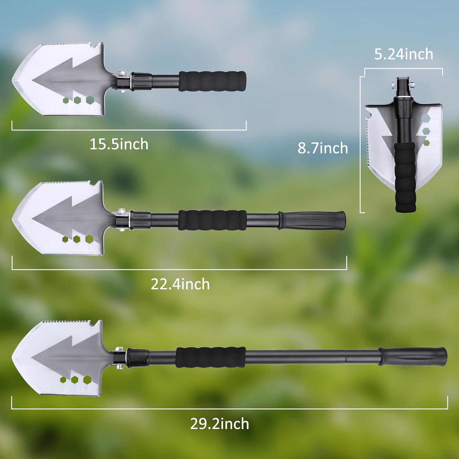 GZHJMY -29inch Versatile Folding Tool with Removable Steel Handle ...