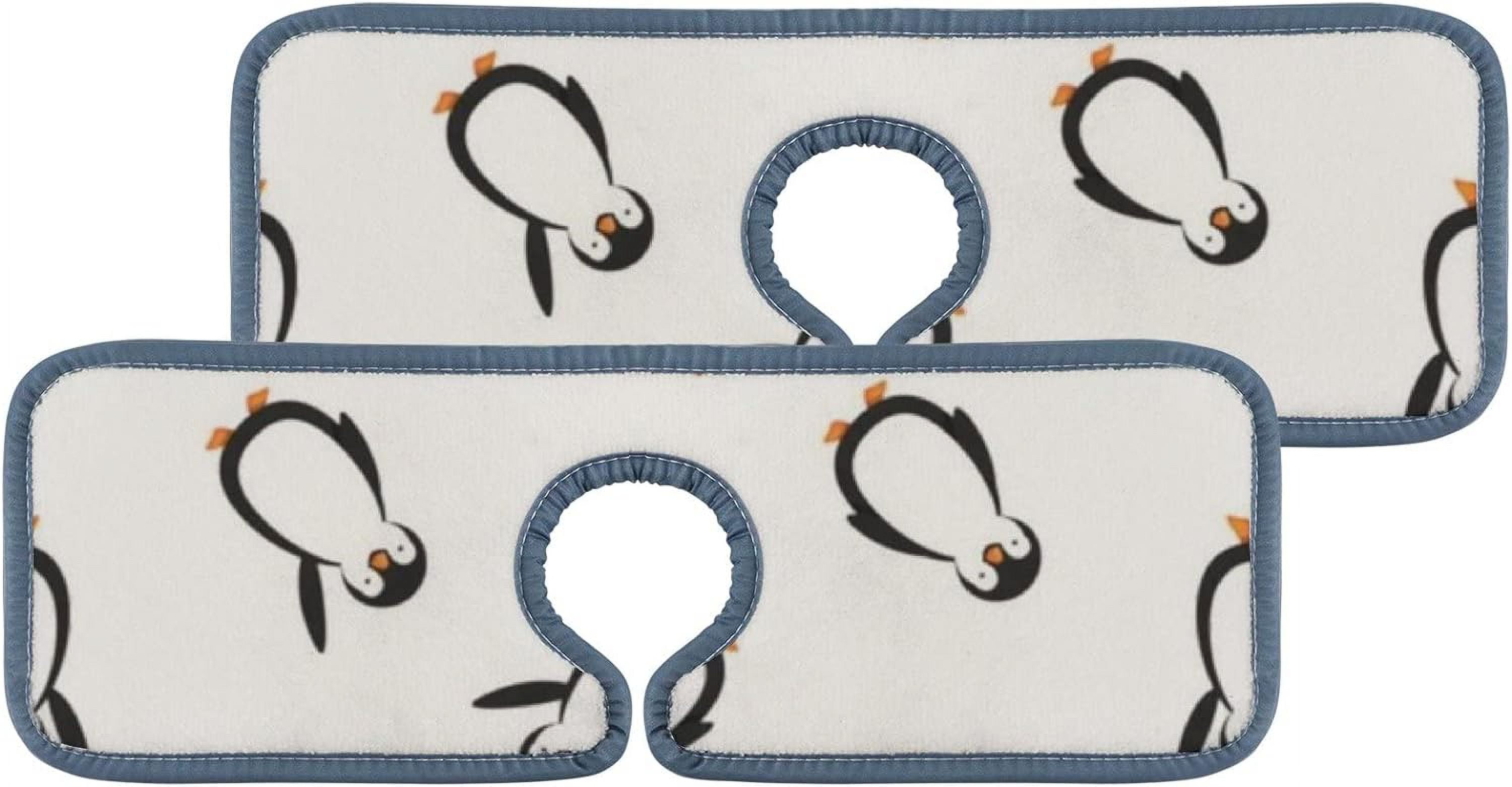 GZHJMY 2PCS Faucet Absorbent Mat, Black White Penguins Cute Washable ...