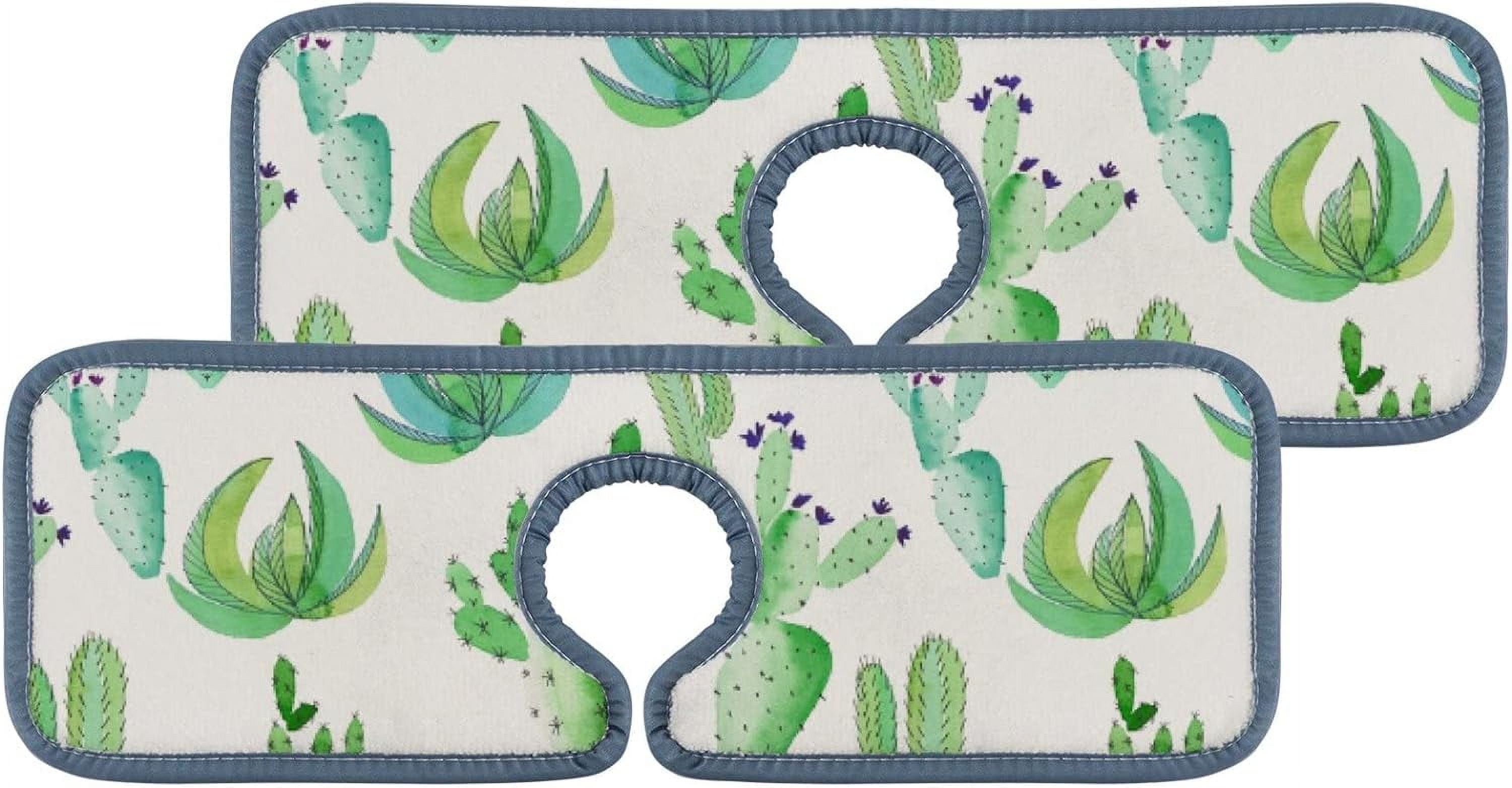 GZHJMY 2PCS Faucet Absorbent Mat, Cactus Washable Sink Splash Guard ...