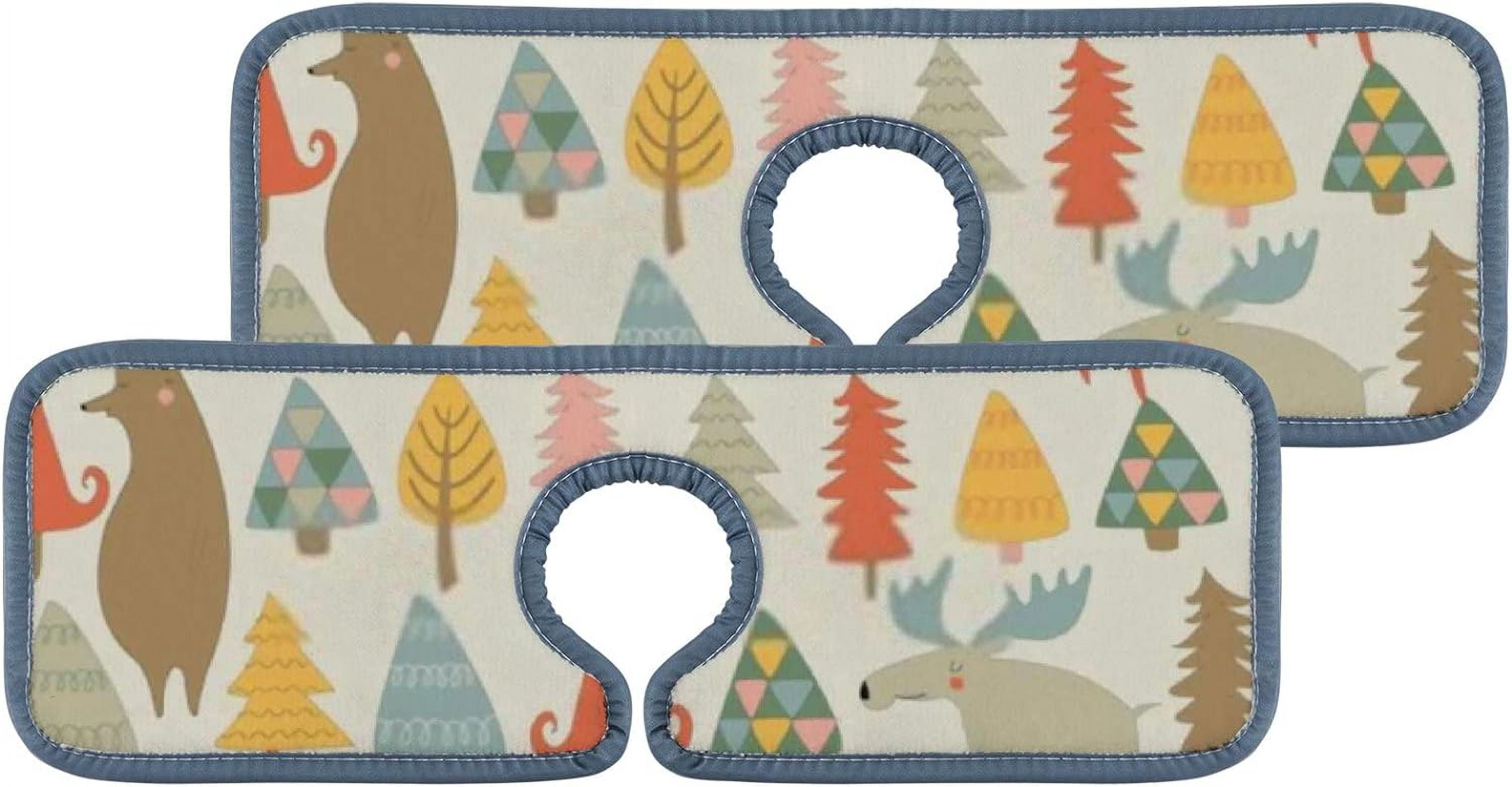 GZHJMY 2PCS Faucet Absorbent Mat, Cute Forest Trees Animals Washable ...