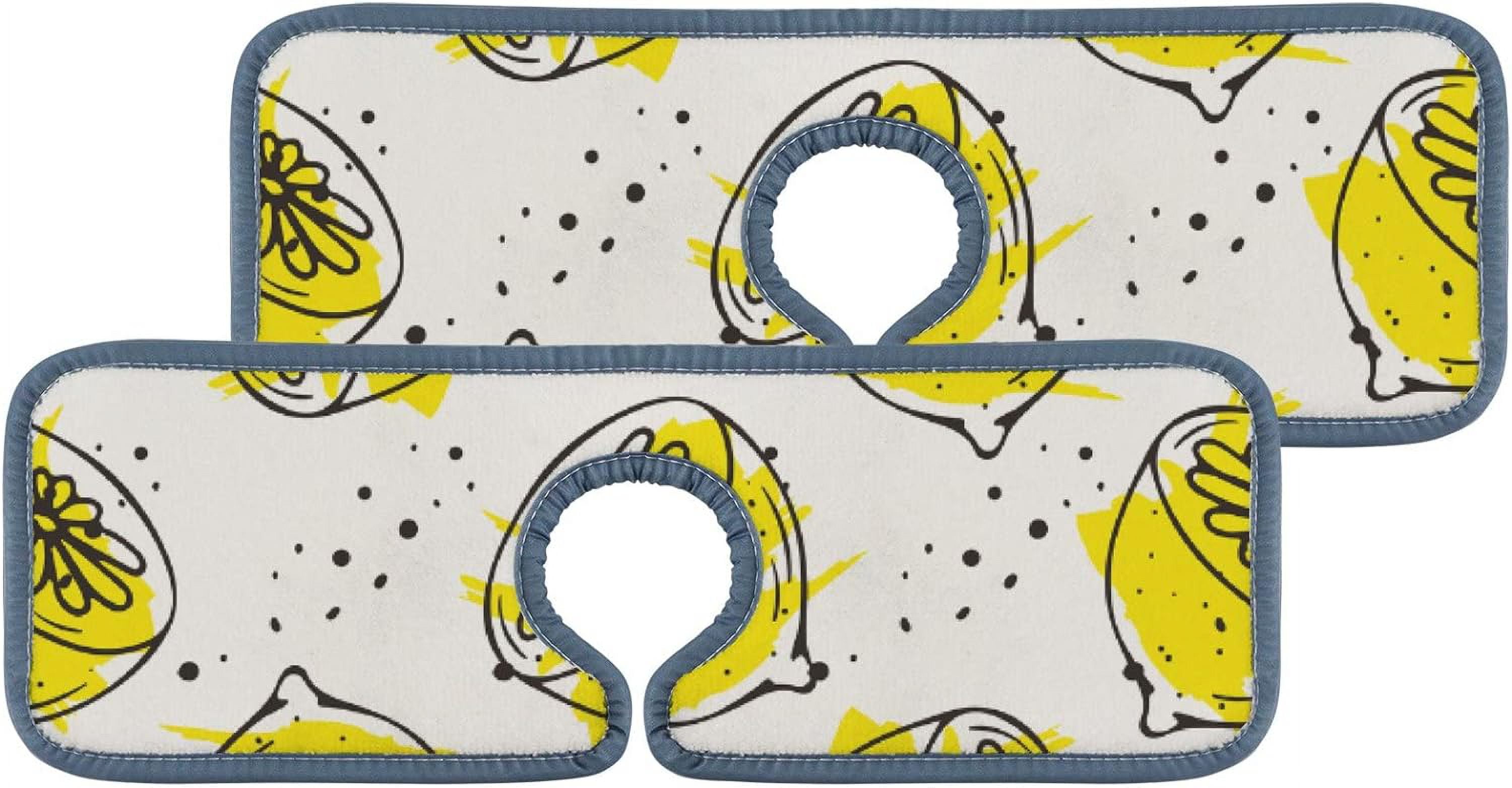 GZHJMY 2PCS Faucet Absorbent Mat, Hand Drawn Lemon Washable Sink Splash ...