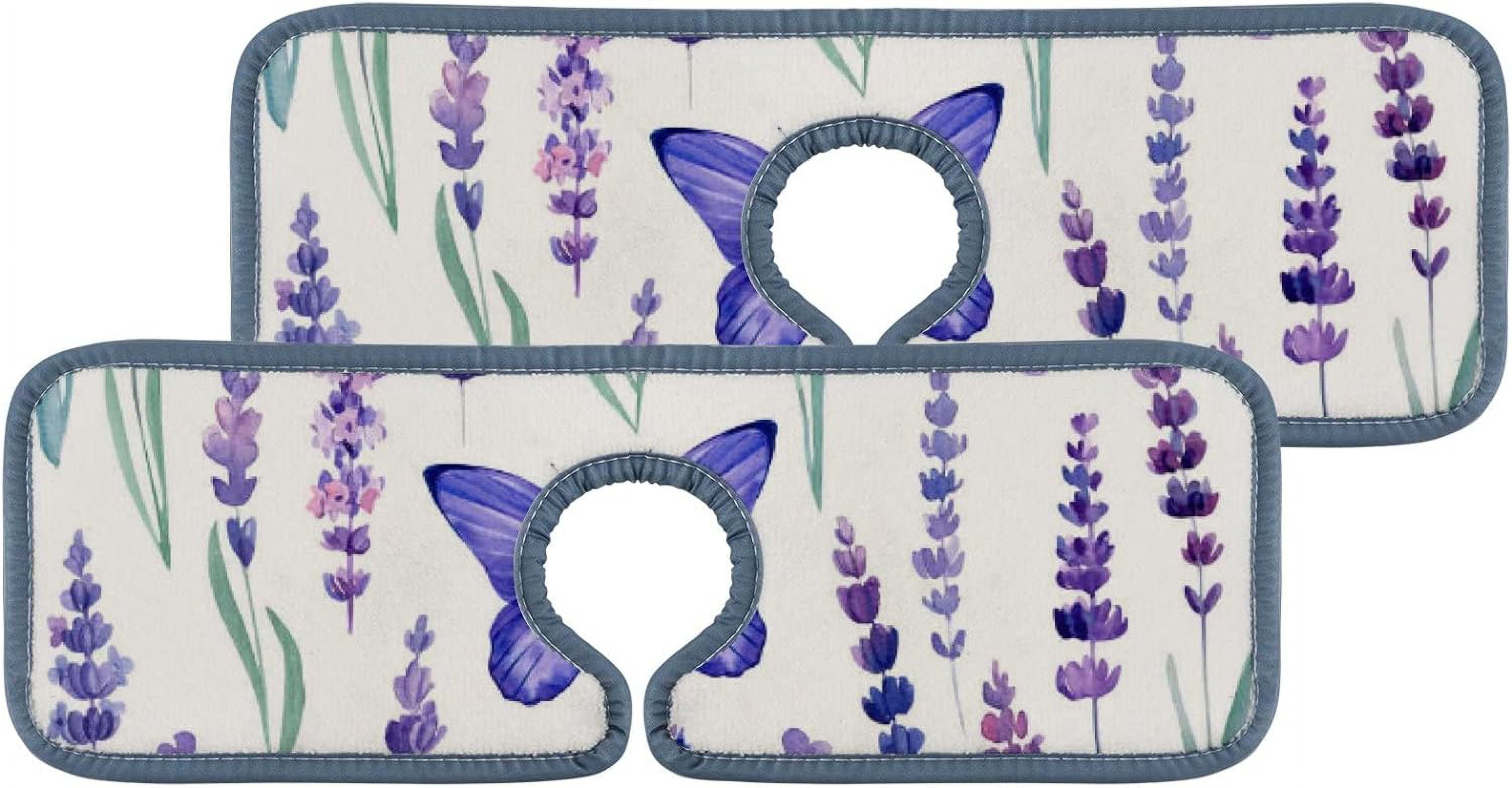 GZHJMY 2PCS Faucet Absorbent Mat, Lavender Flowers Butterflies Washable ...