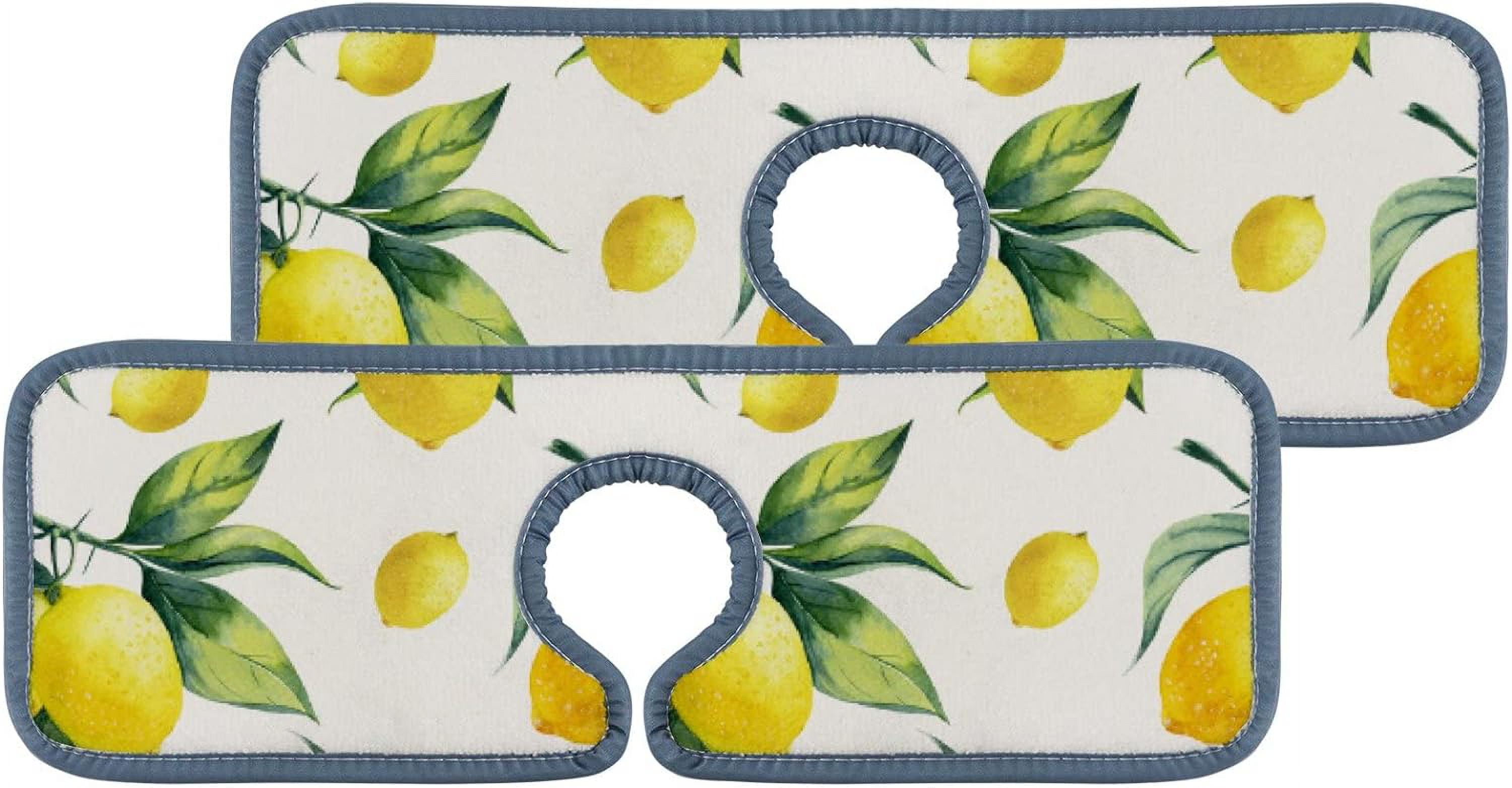 GZHJMY 2PCS Faucet Absorbent Mat, Lemons And Leave Washable Sink Splash ...
