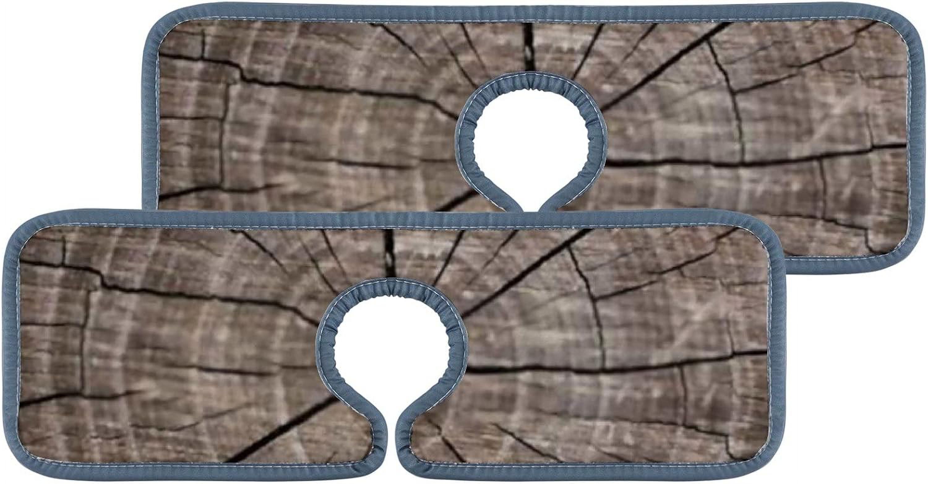 GZHJMY 2PCS Faucet Absorbent Mat, Old Wood Texture Rings Washable Sink ...