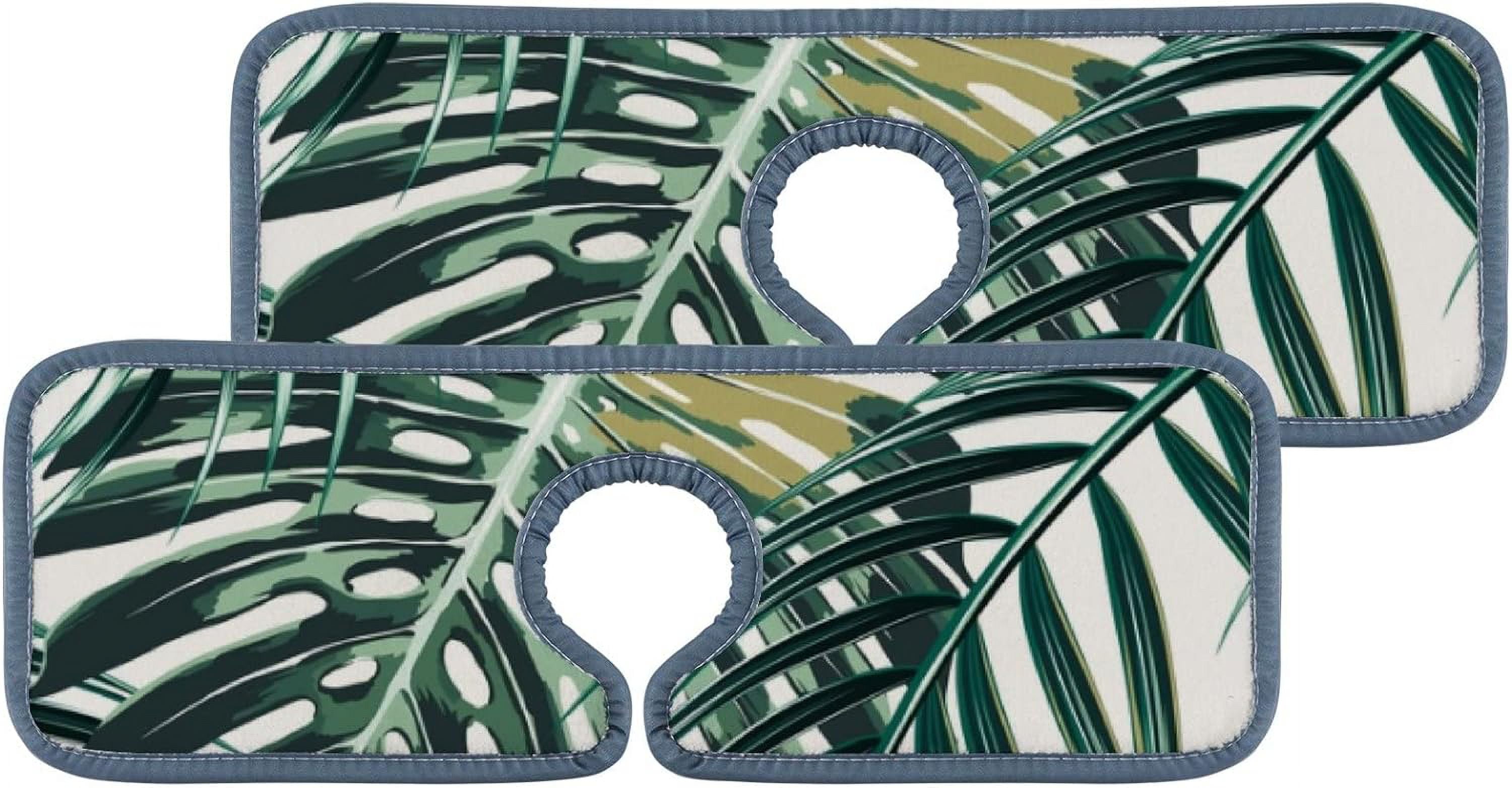 GZHJMY 2PCS Faucet Absorbent Mat, Palm Tree Leave Washable Sink Splash ...