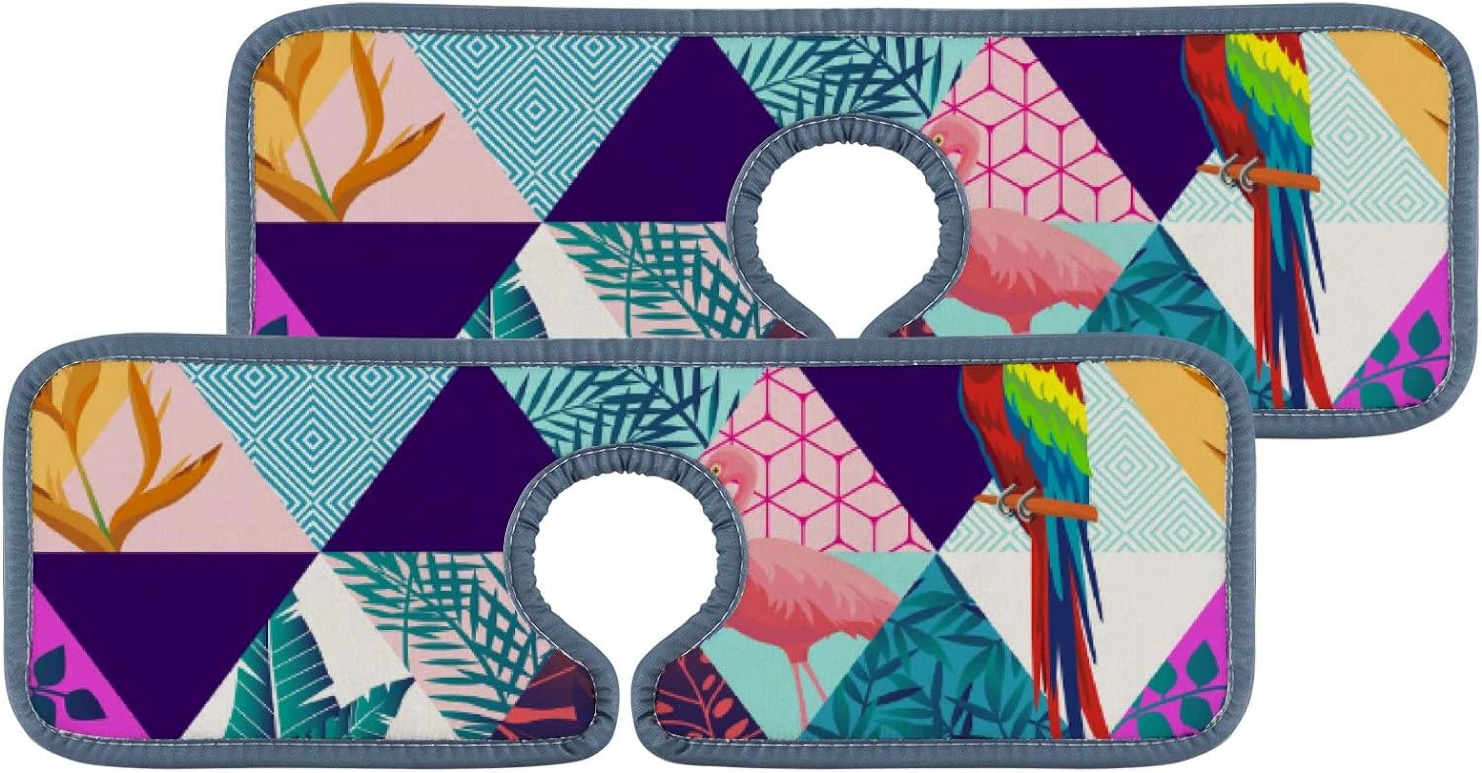 GZHJMY 2PCS Faucet Absorbent Mat, Parrot Hummingbird And Tropical Palm ...