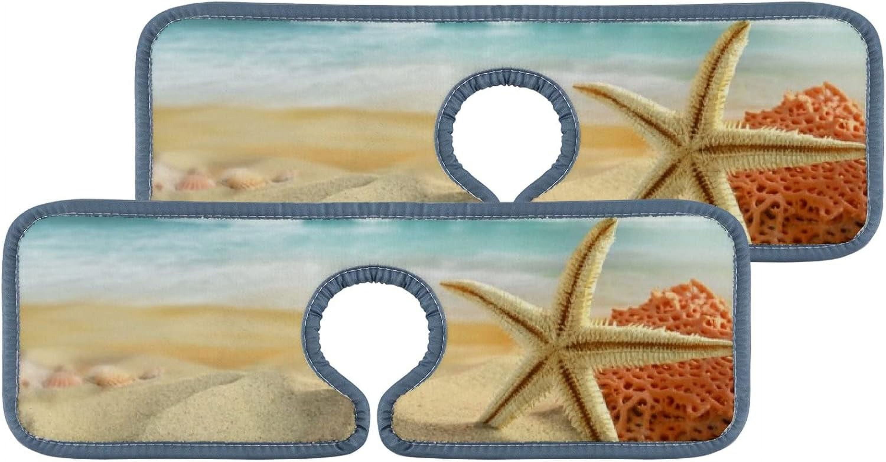GZHJMY 2PCS Faucet Absorbent Mat, Tropical Beach Starfish Washable Sink ...