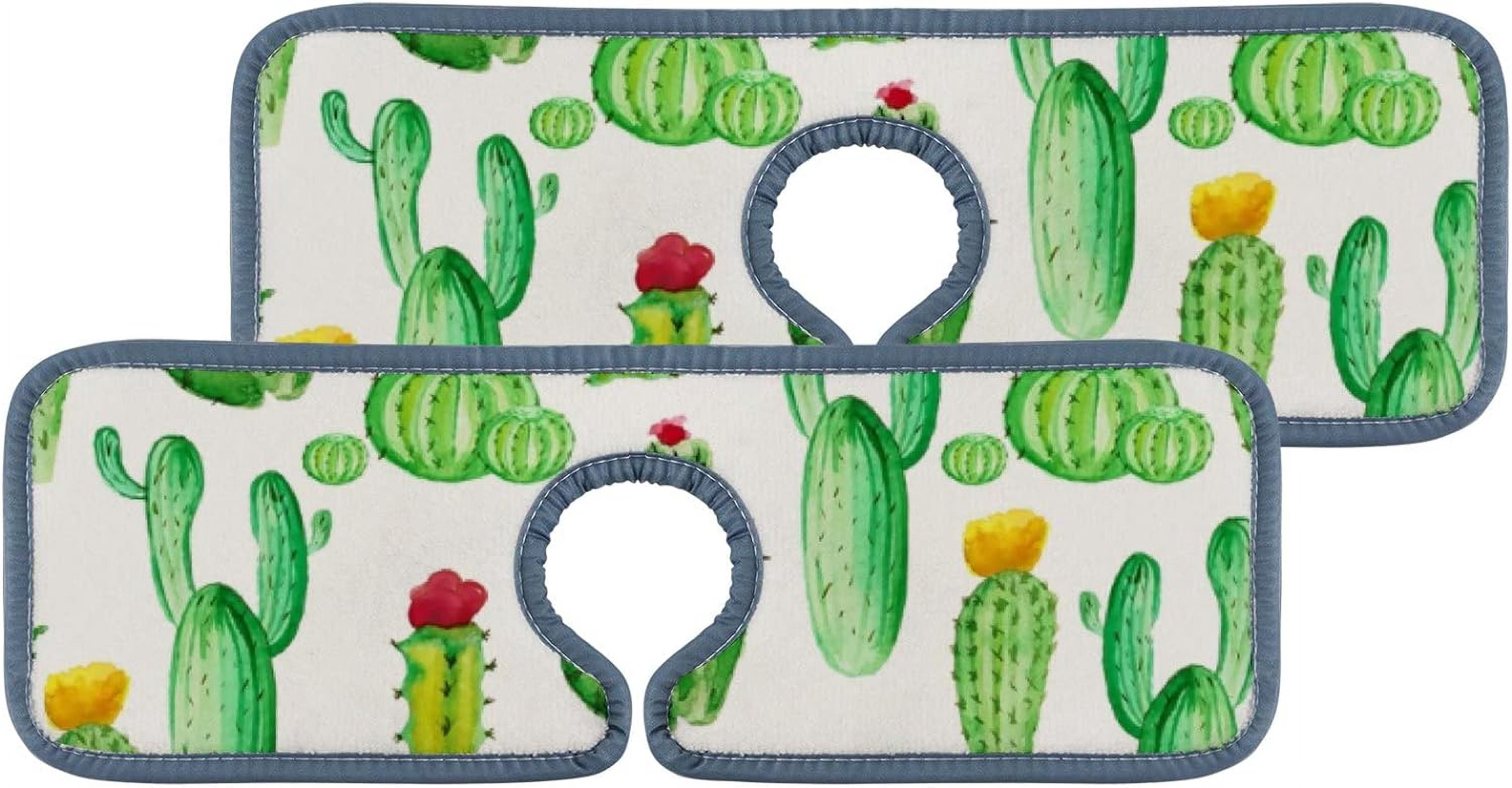 GZHJMY 2PCS Faucet Absorbent Mat, Watercolor Cactus Washable Sink ...