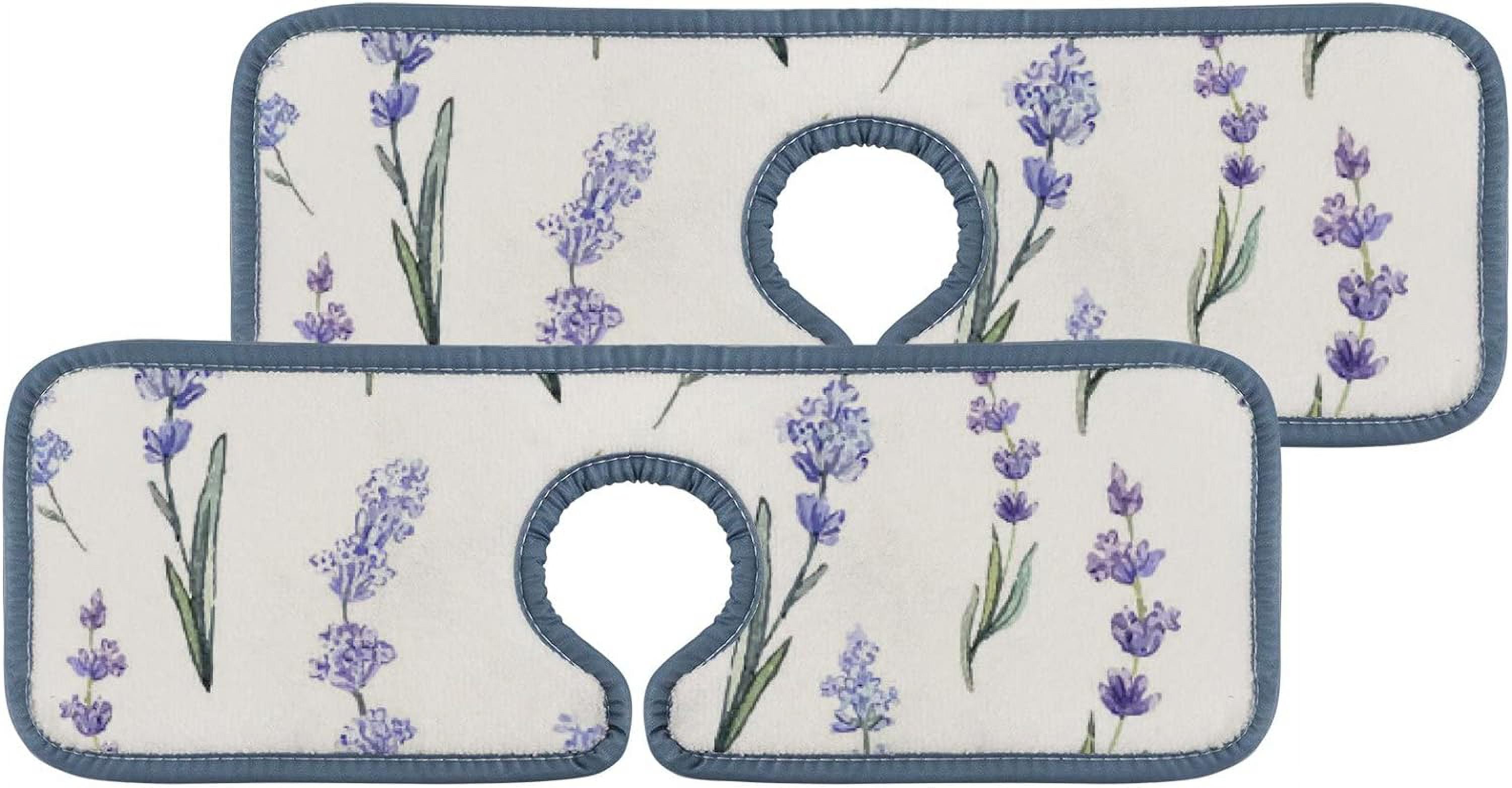 GZHJMY 2PCS Faucet Absorbent Mat, Watercolor Lavender Washable Sink ...