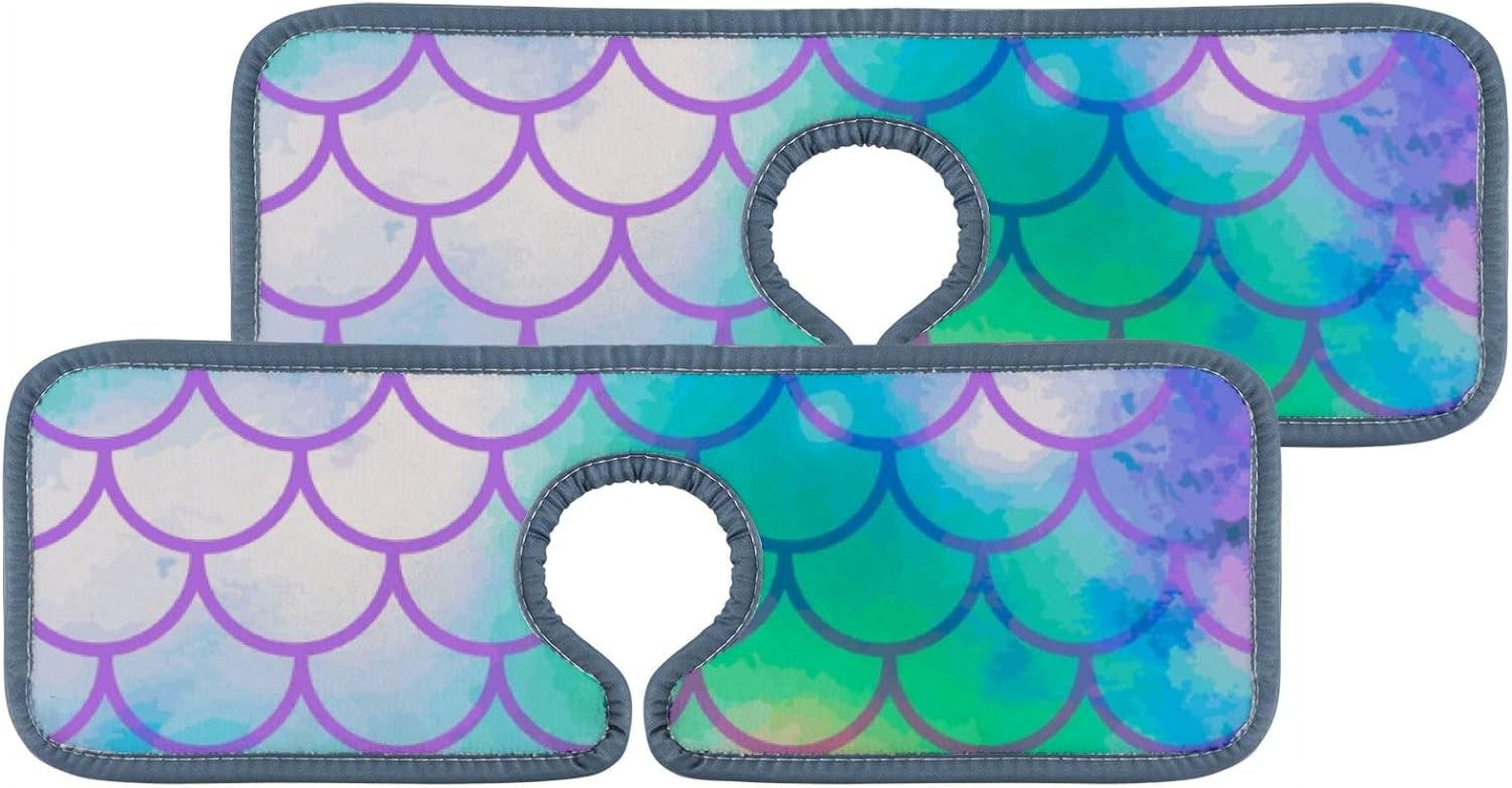 GZHJMY 2PCS Faucet Absorbent Mat, Watercolor Mermaid Fish Sacle ...