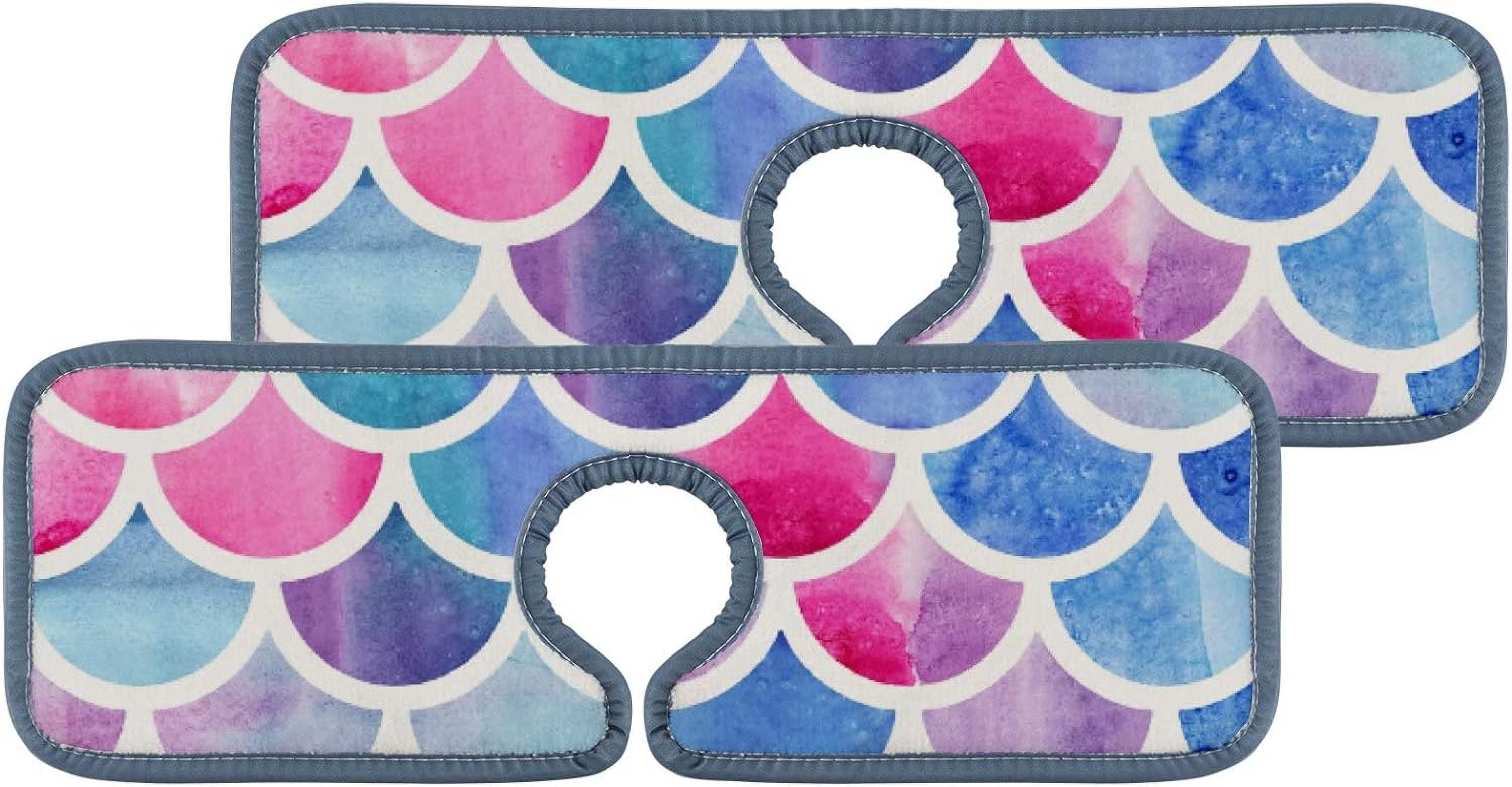 GZHJMY 2PCS Faucet Absorbent Mat, Watercolor Mermaid Scales Washable ...
