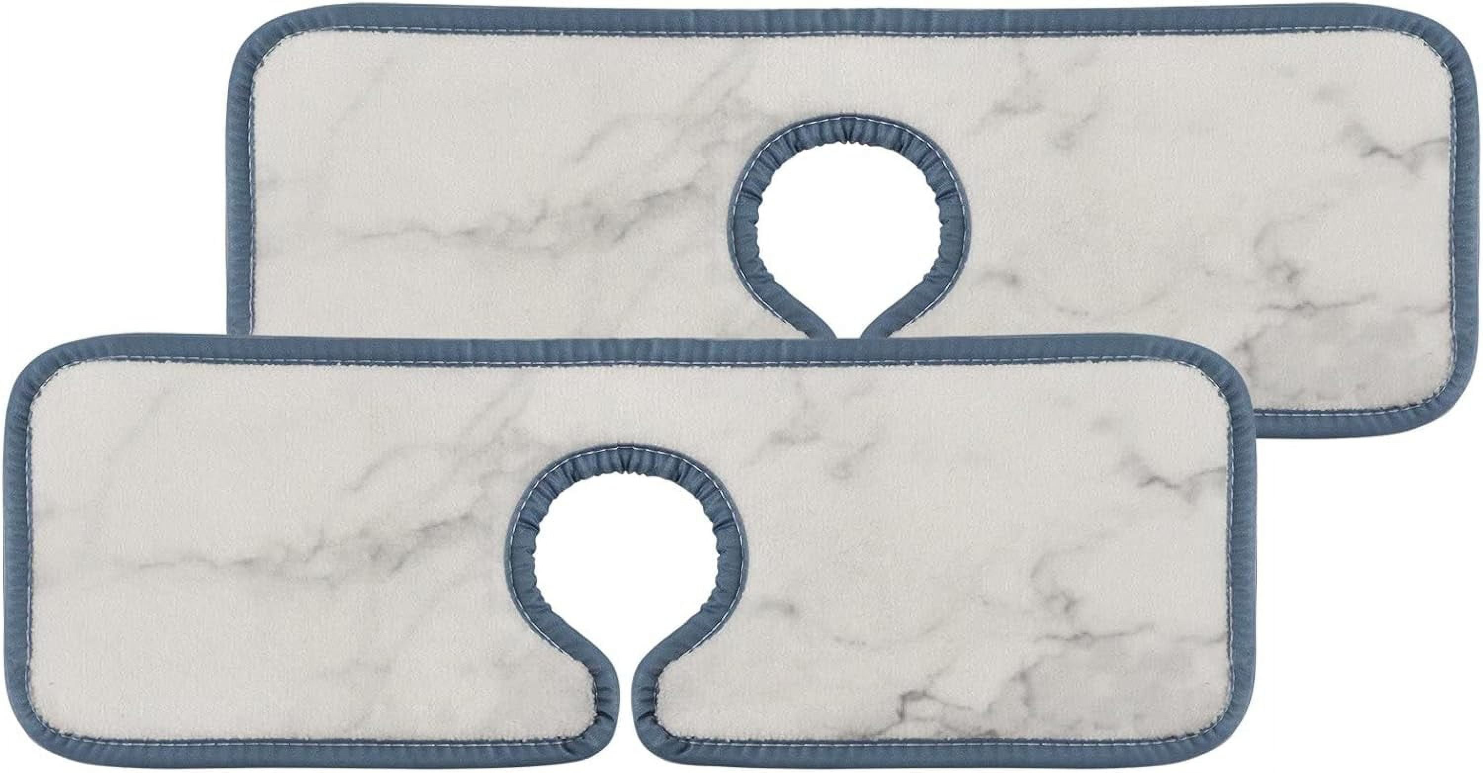GZHJMY 2PCS Faucet Absorbent Mat, White Marble Texture Washable Sink ...