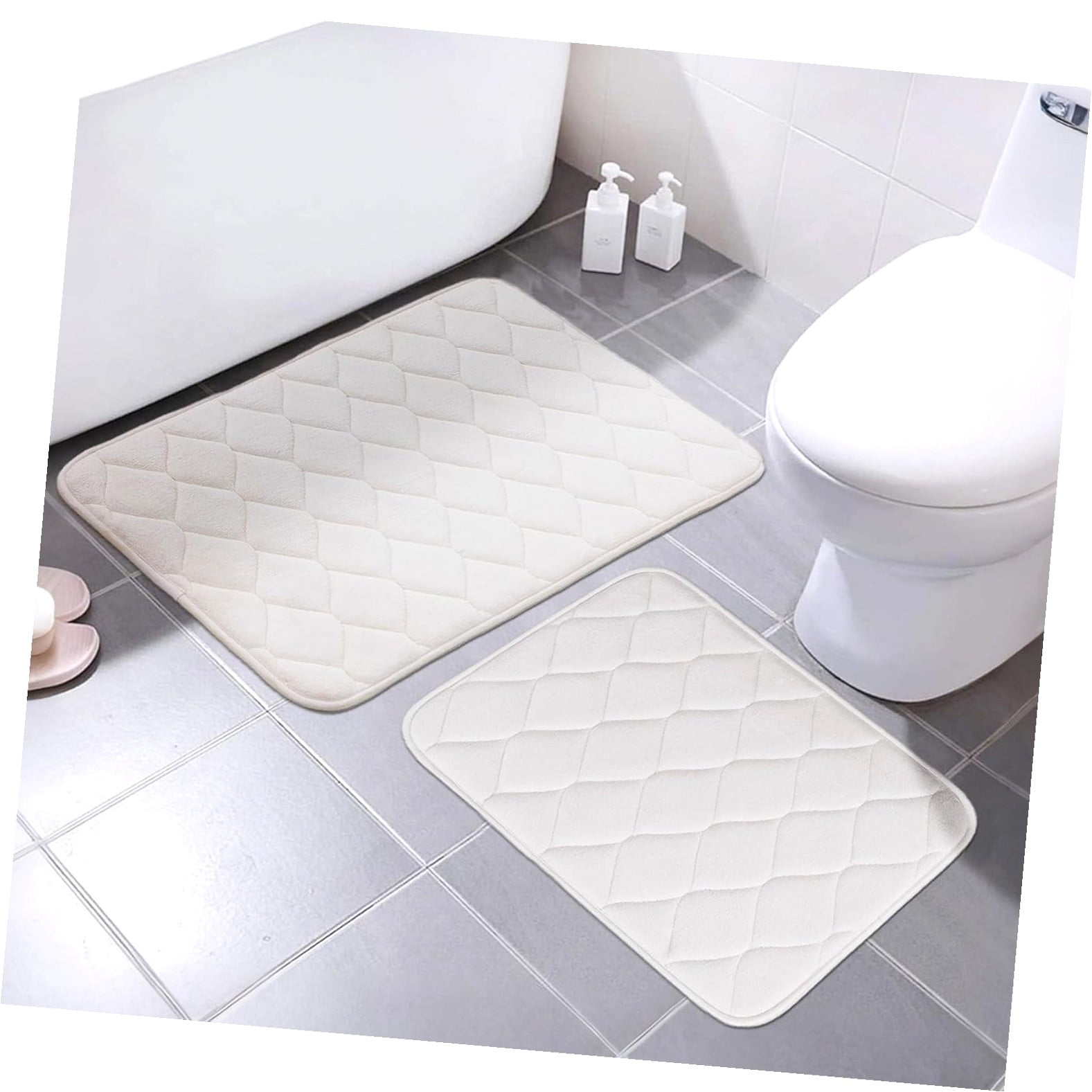 GZHJMY 2Pcs Bathroom Rugs Set, Memory Mat Set, Soft Absorbent Bathroom ...