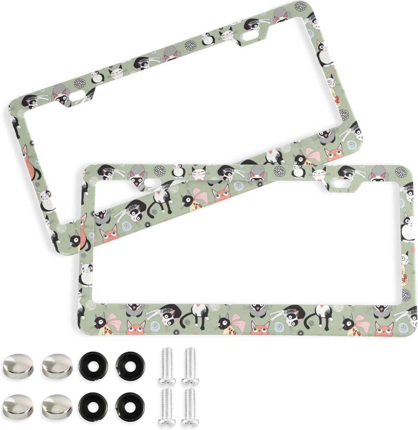 GZHJMY 2pcs Cute Cats License Plate Frame for Car Decorative ...