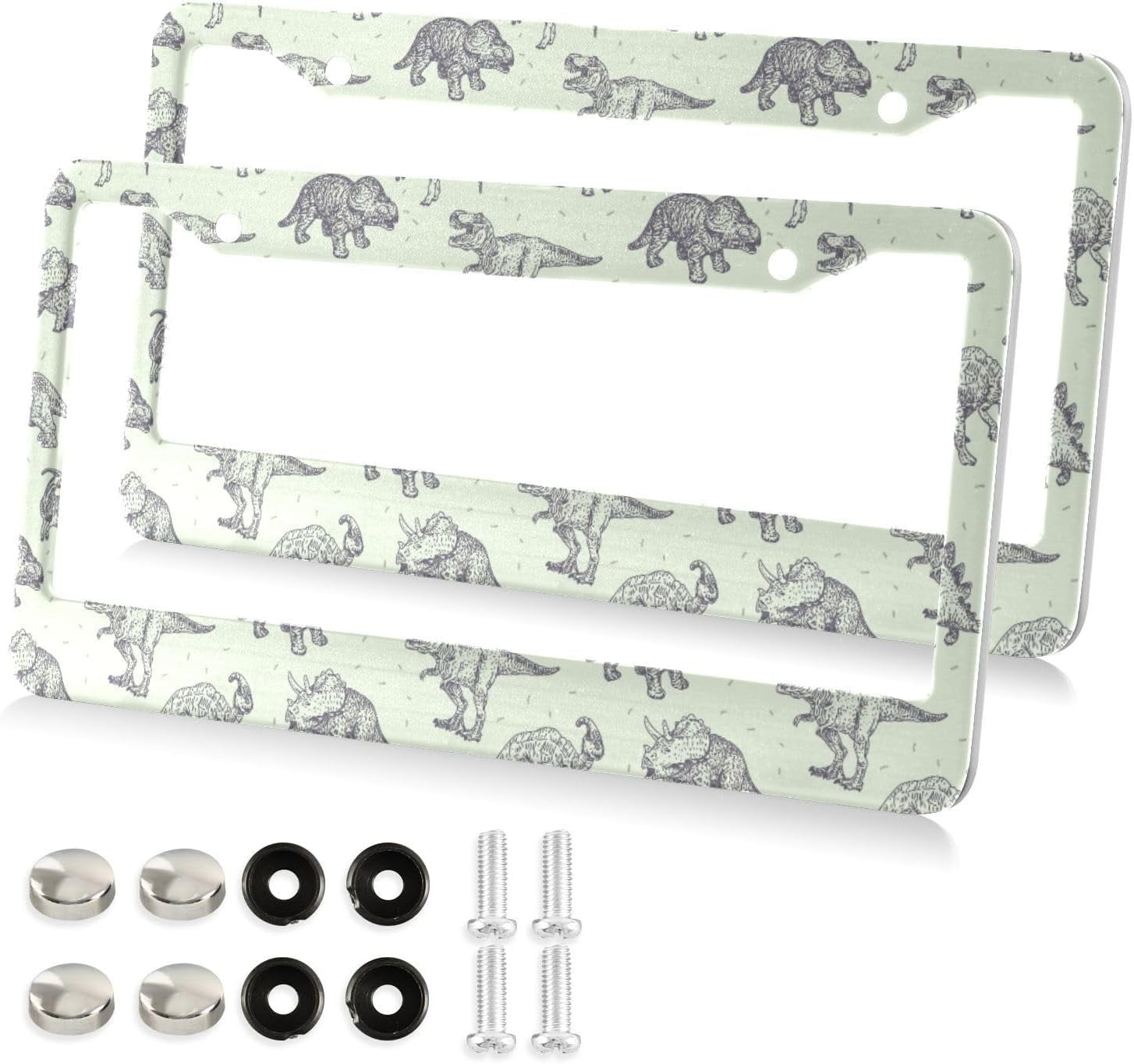 GZHJMY 2pcs Dinosaur Pattern License Plate Frame for Car Decorative ...