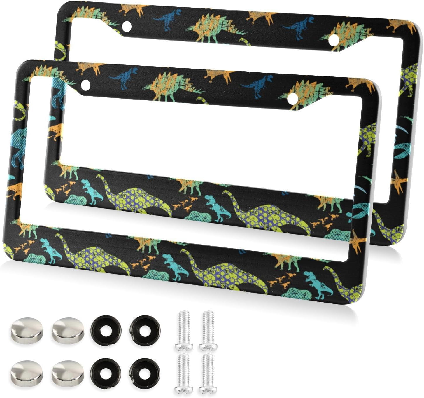 GZHJMY 2pcs Dinosaur Pattern License Plate Frame for Car Decorative ...