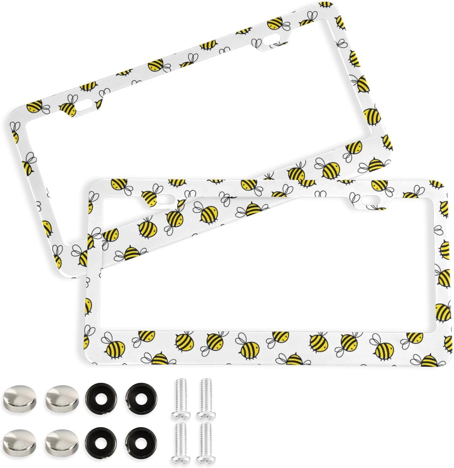 GZHJMY 2pcs Flying Bumble Bees License Plate Frame for Car Decorative ...
