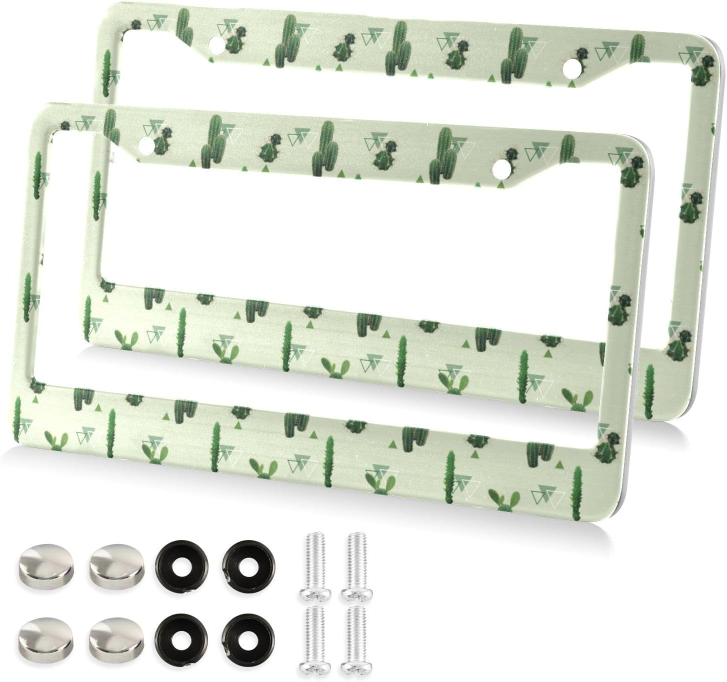 GZHJMY 2pcs Geometric Cactus License Plate Frame for Car Decorative ...