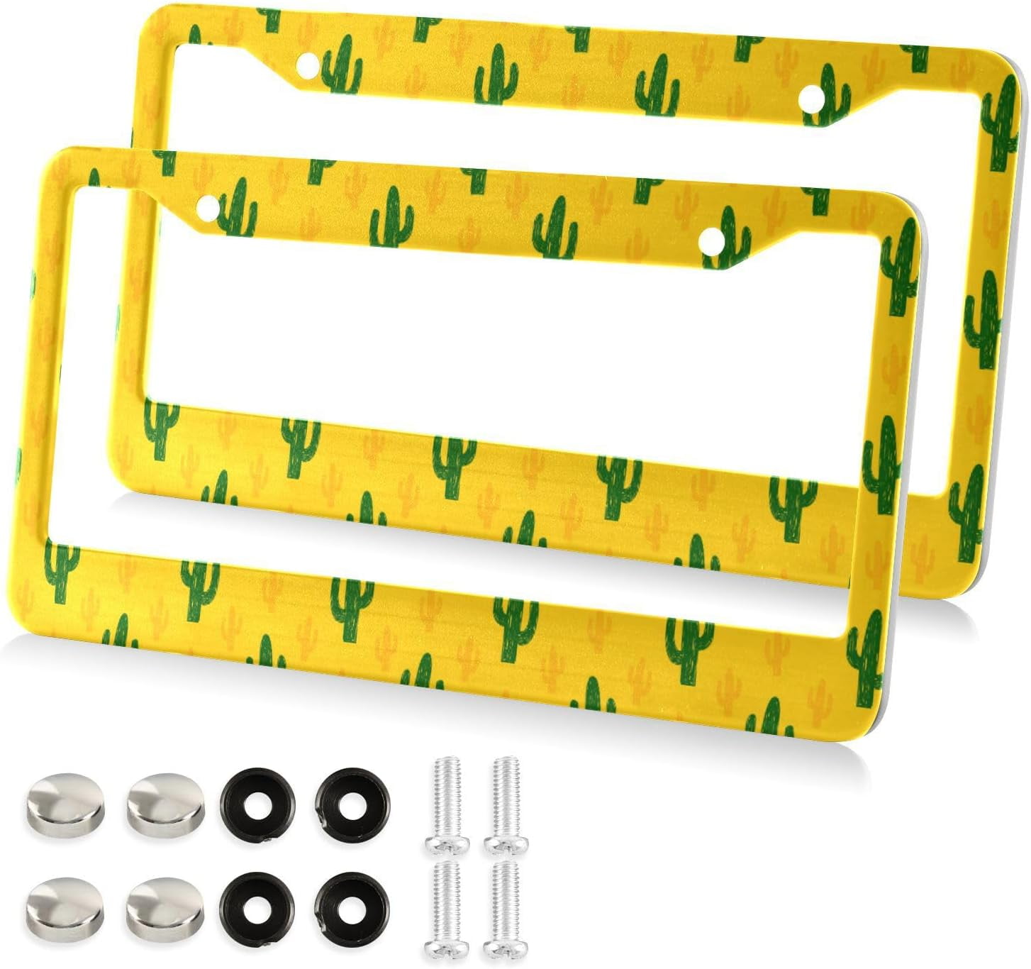 GZHJMY 2pcs Hand Painted Cactus License Plate Frame for Car Decorative ...