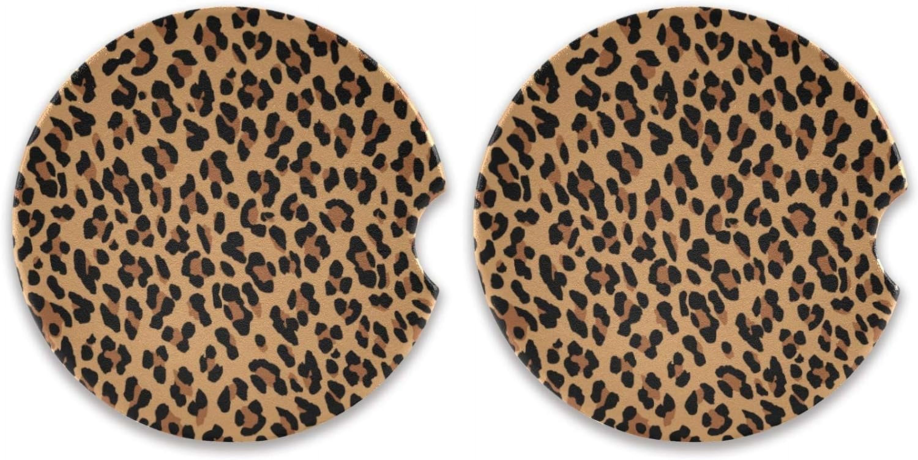 GZHJMY 2pcs Leopard Car Coaster for Drinks, Absorbent Ceramic Car Cup ...