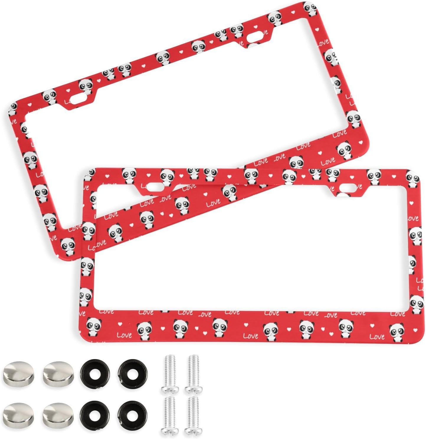 GZHJMY 2pcs Love Panda License Plate Frame for Car Decorative ...