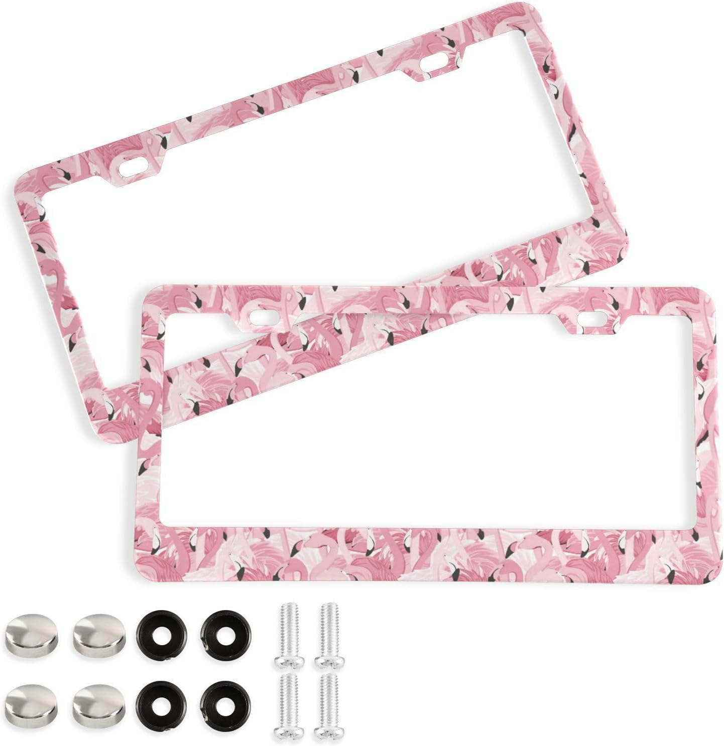 GZHJMY 2pcs Pink Flamingos License Plate Frame for Car Decorative ...