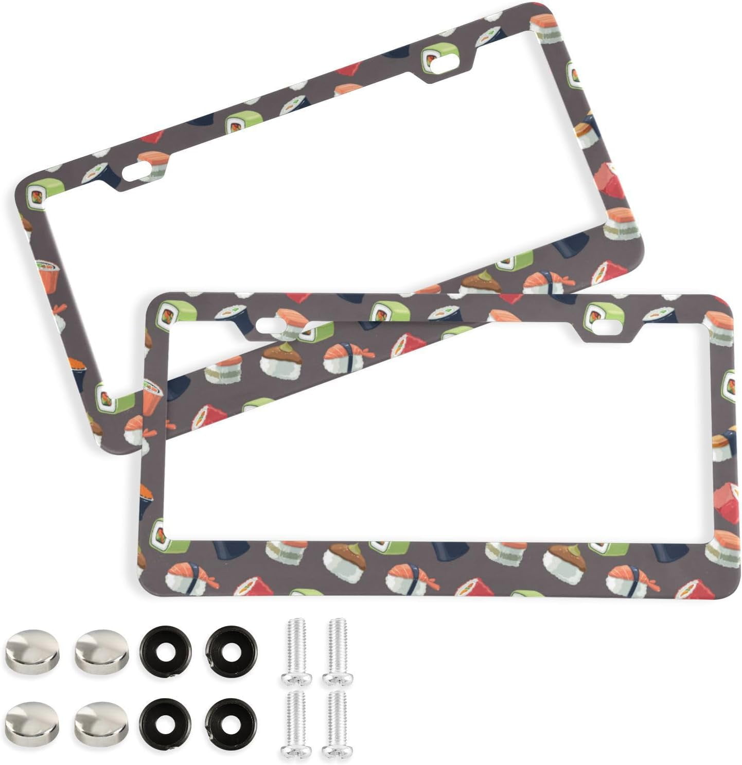 GZHJMY 2pcs Seafood Sushi Rolls License Plate Frame for Car Decorative ...