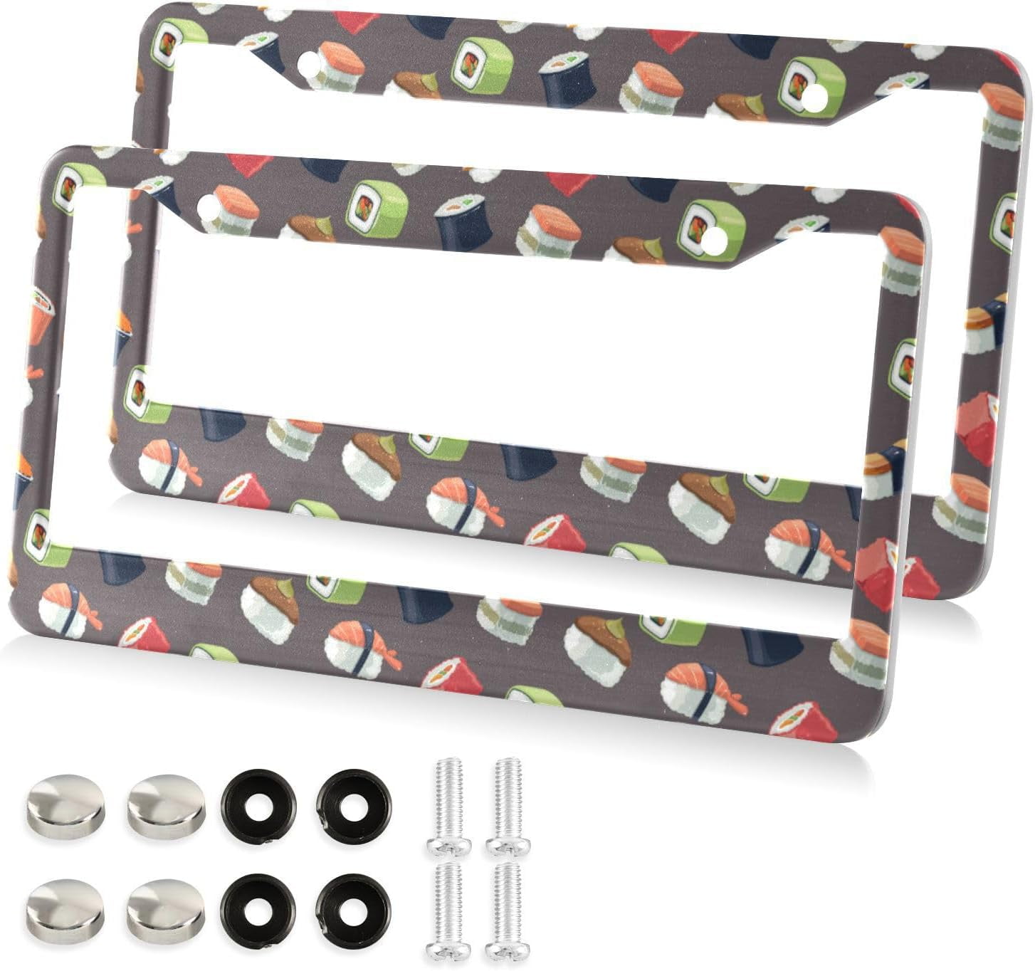 GZHJMY 2pcs Seafood Sushi Rolls License Plate Frame for Car Decorative ...
