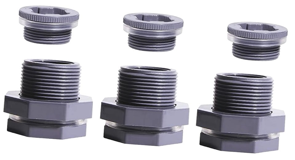 GZHJMY 3/4 Inch Bulkhead Water Connector Adapter with Plugs Thru-Bulk ...