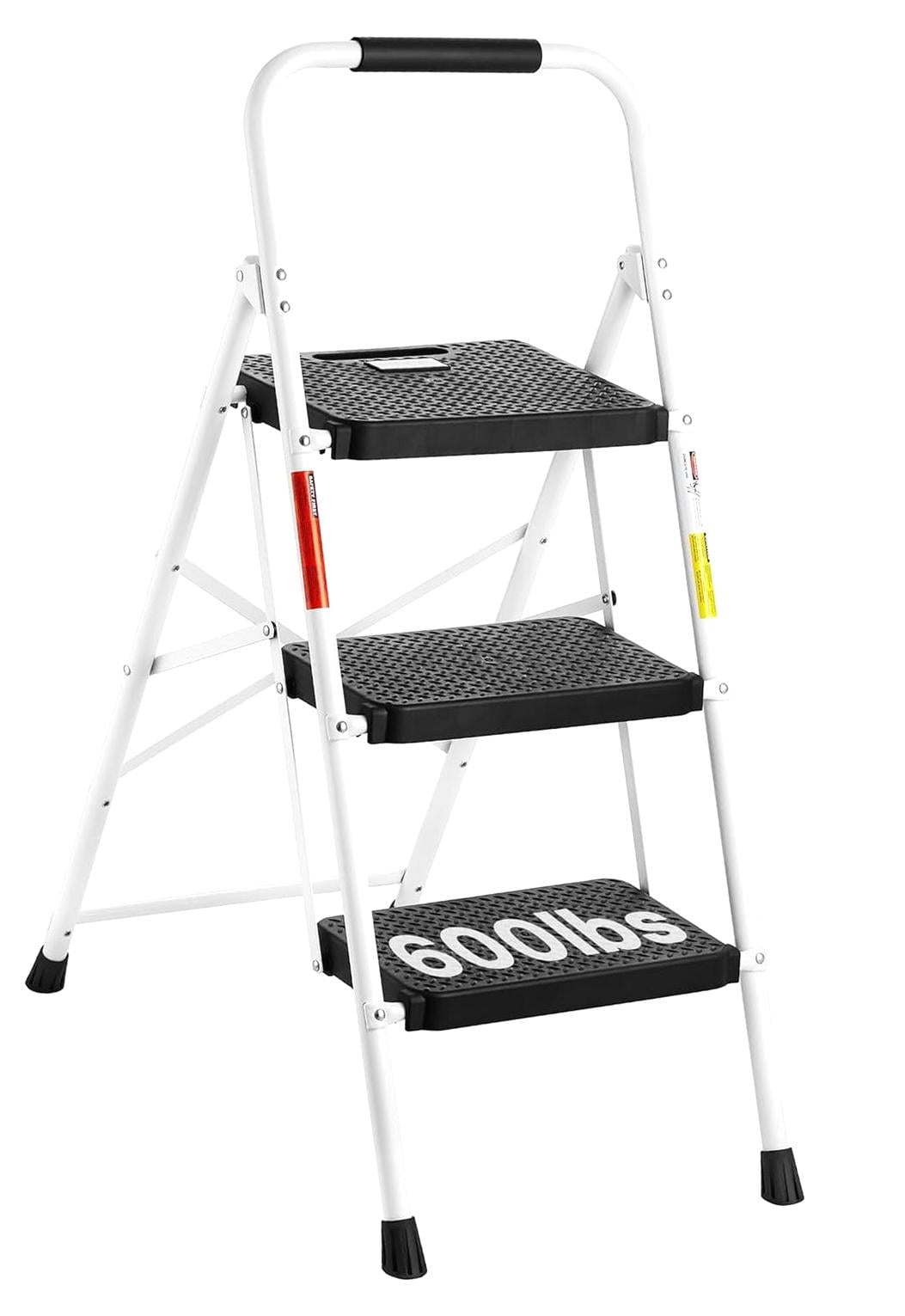 GZHJMY 3-Step Ladder, Foldable Step Stool, Supports 600lbs, Steel ...