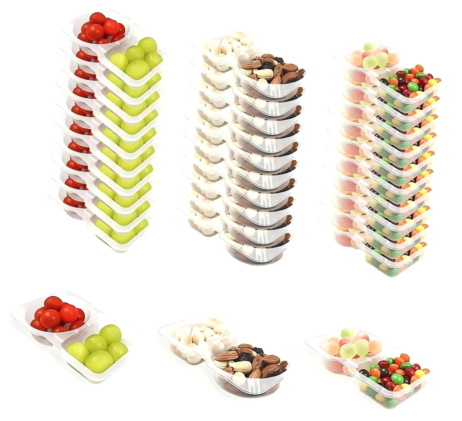 GZHJMY 30 Pack Snack Containers with , 2-Compartment Boxes for Meal ...