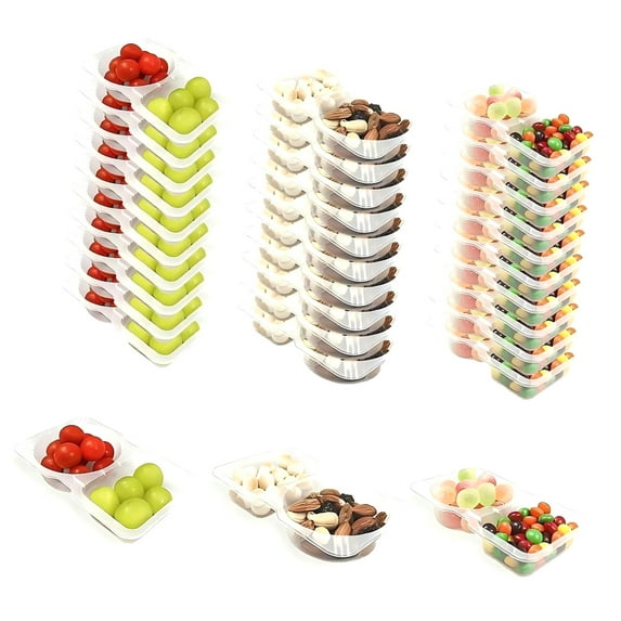 GZHJMY 30 Pack Snack Containers with , 2-Compartment Boxes for Meal ...