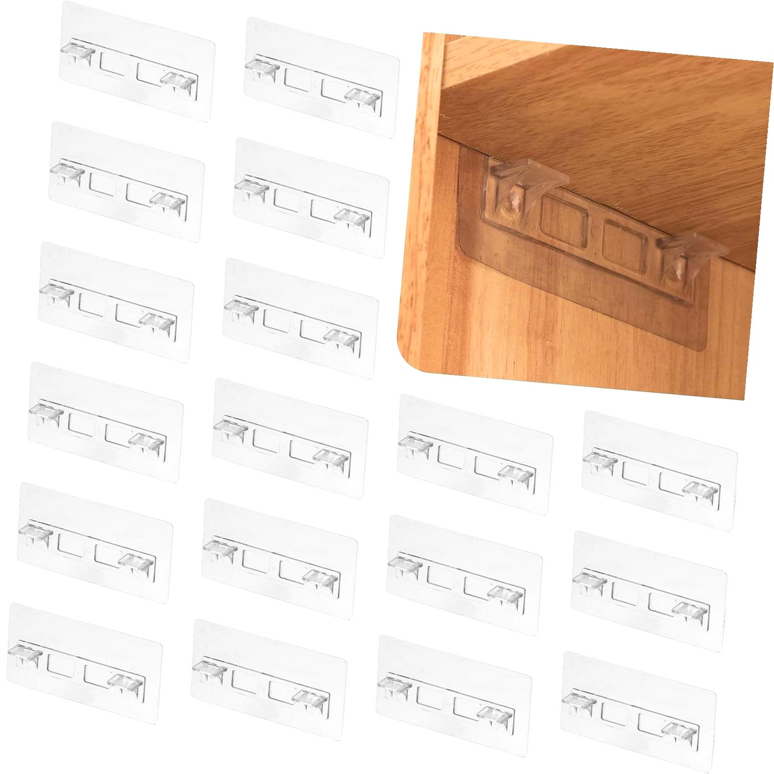 GZHJMY 30 Piece No Drill Adhesive Clear Shelf Support Pegs for Cabinet ...