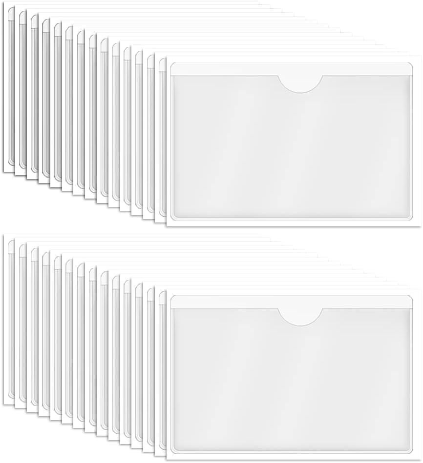 GZHJMY 30 Pieces S-Adhesive Business Card Pockets, 10 x 8 cm/3.9 x 3.1 ...
