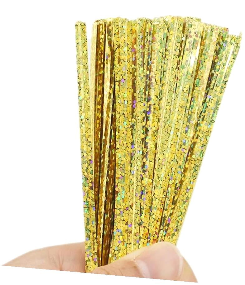 GZHJMY 300Pcs 4-inch Holographic Metal Ties for Bread, Candy, Coffee ...