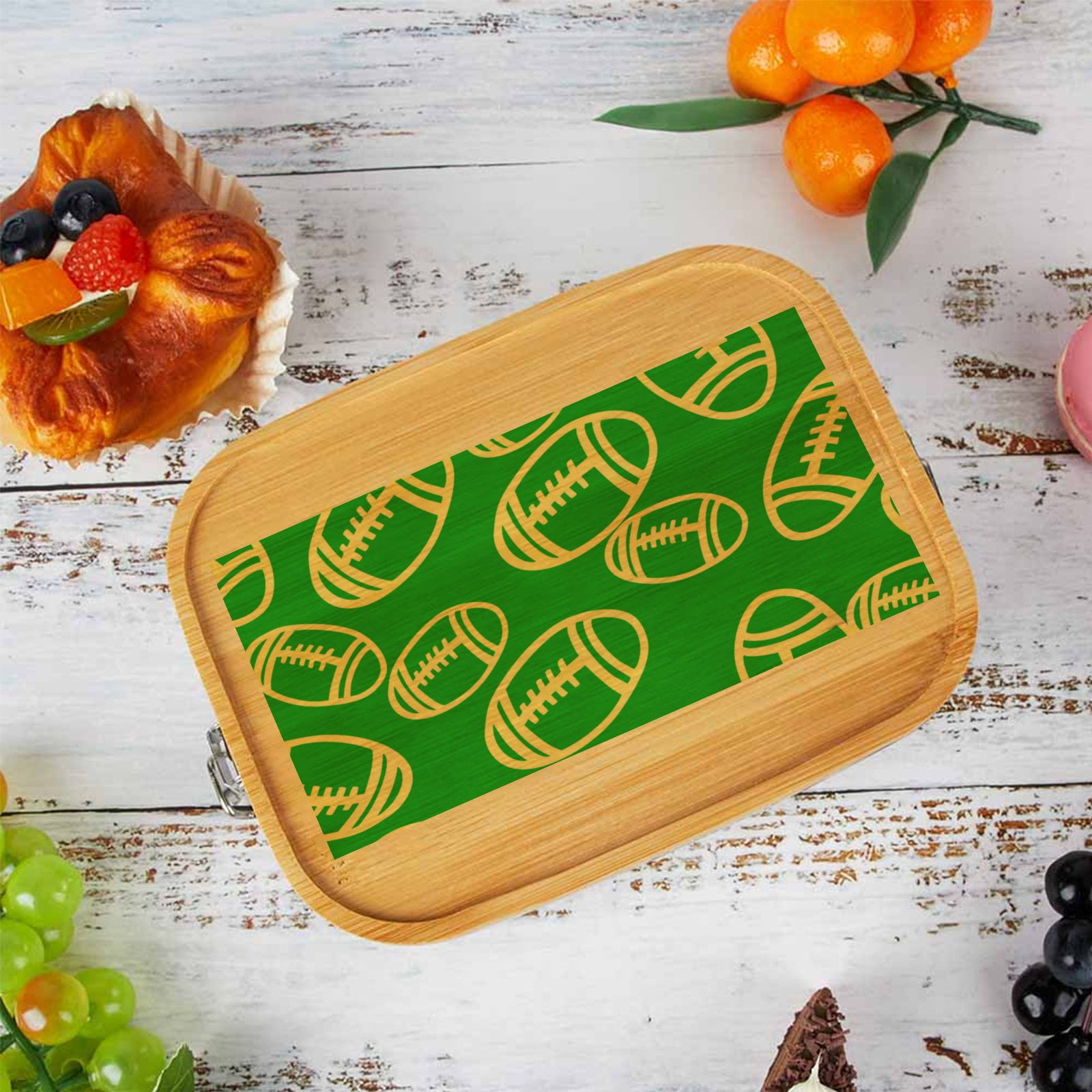 GZHJMY 304 Stainless Steel Lunch Box Bamboo Lid, American Football ...