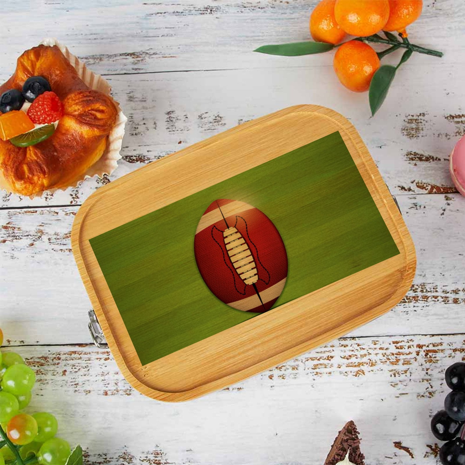 GZHJMY 304 Stainless Steel Lunch Box Bamboo Lid, American Football ...