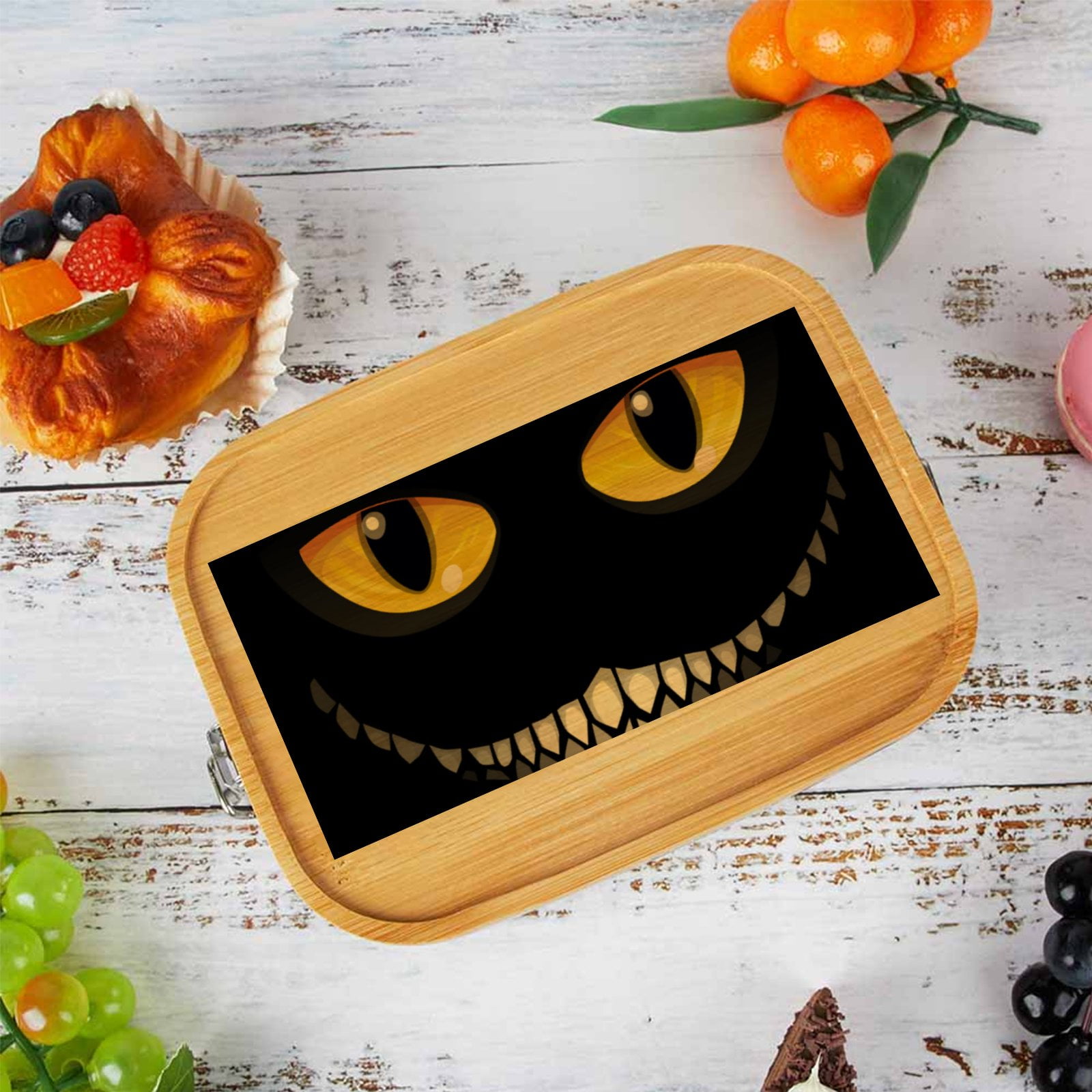 GZHJMY 304 Stainless Steel Lunch Box Bamboo Lid, Black Cat in Darkness ...