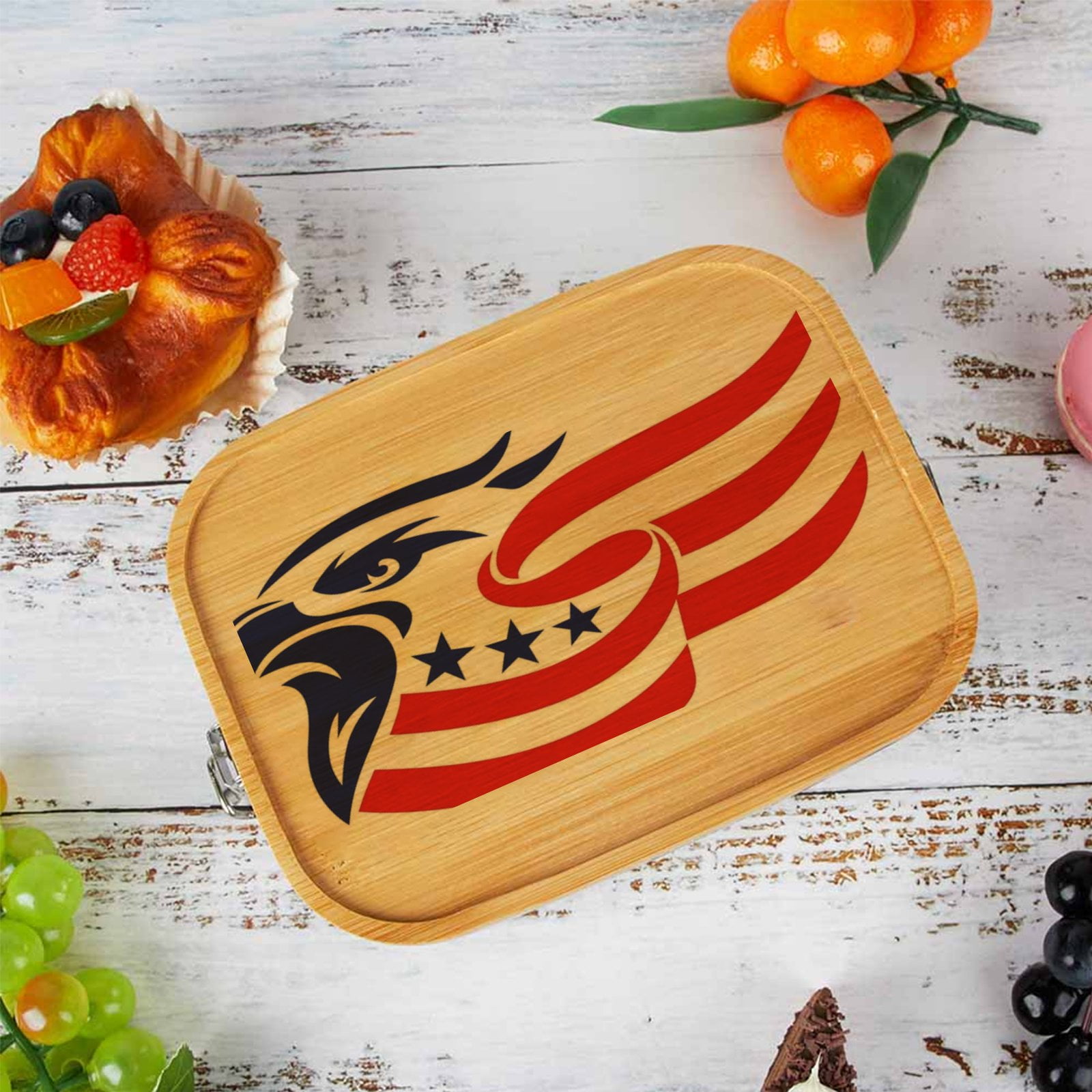 GZHJMY 304 Stainless Steel Lunch Box Bamboo Lid, Eagle Head american ...