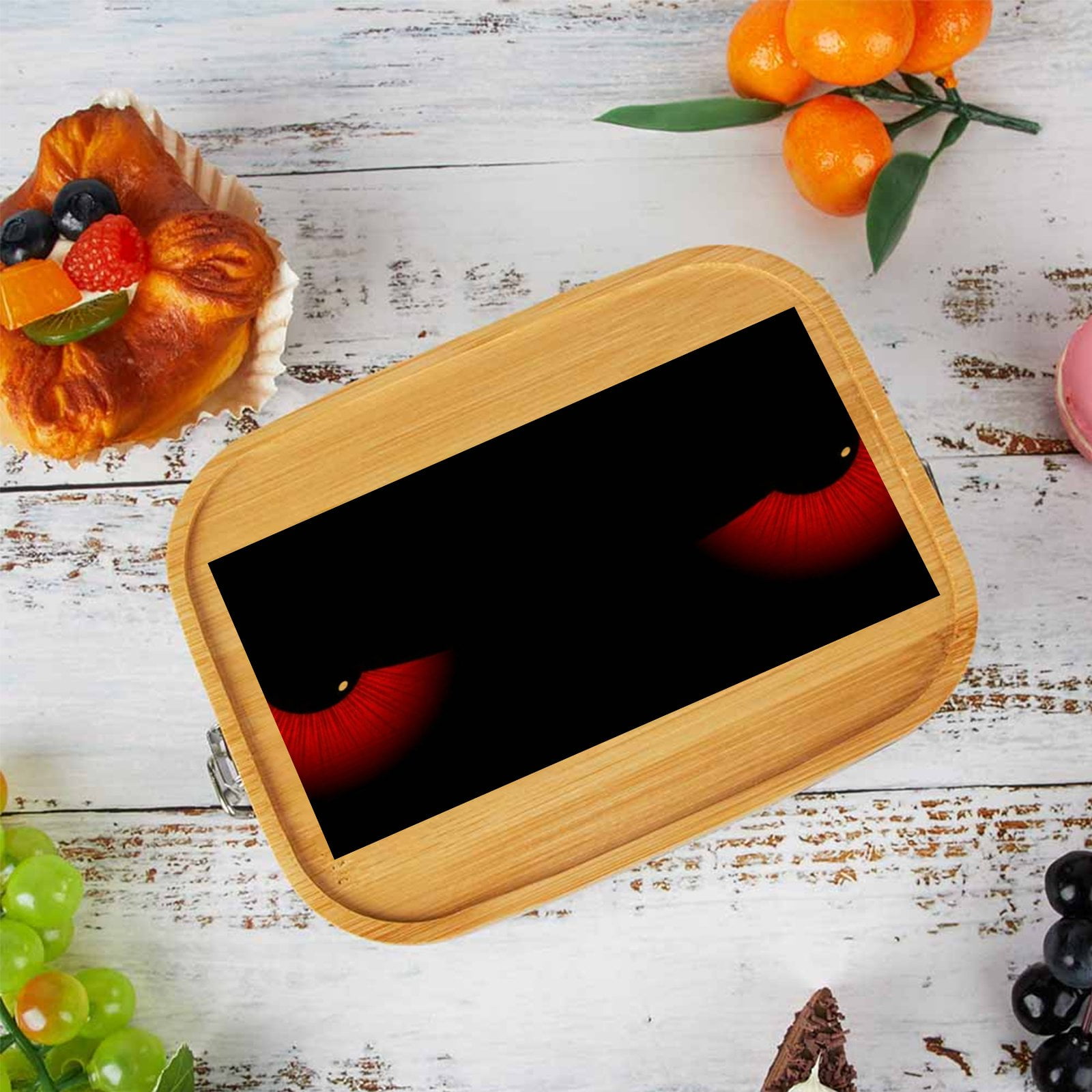 GZHJMY 304 Stainless Steel Lunch Box Bamboo Lid, Evil Red Eye Lunch ...