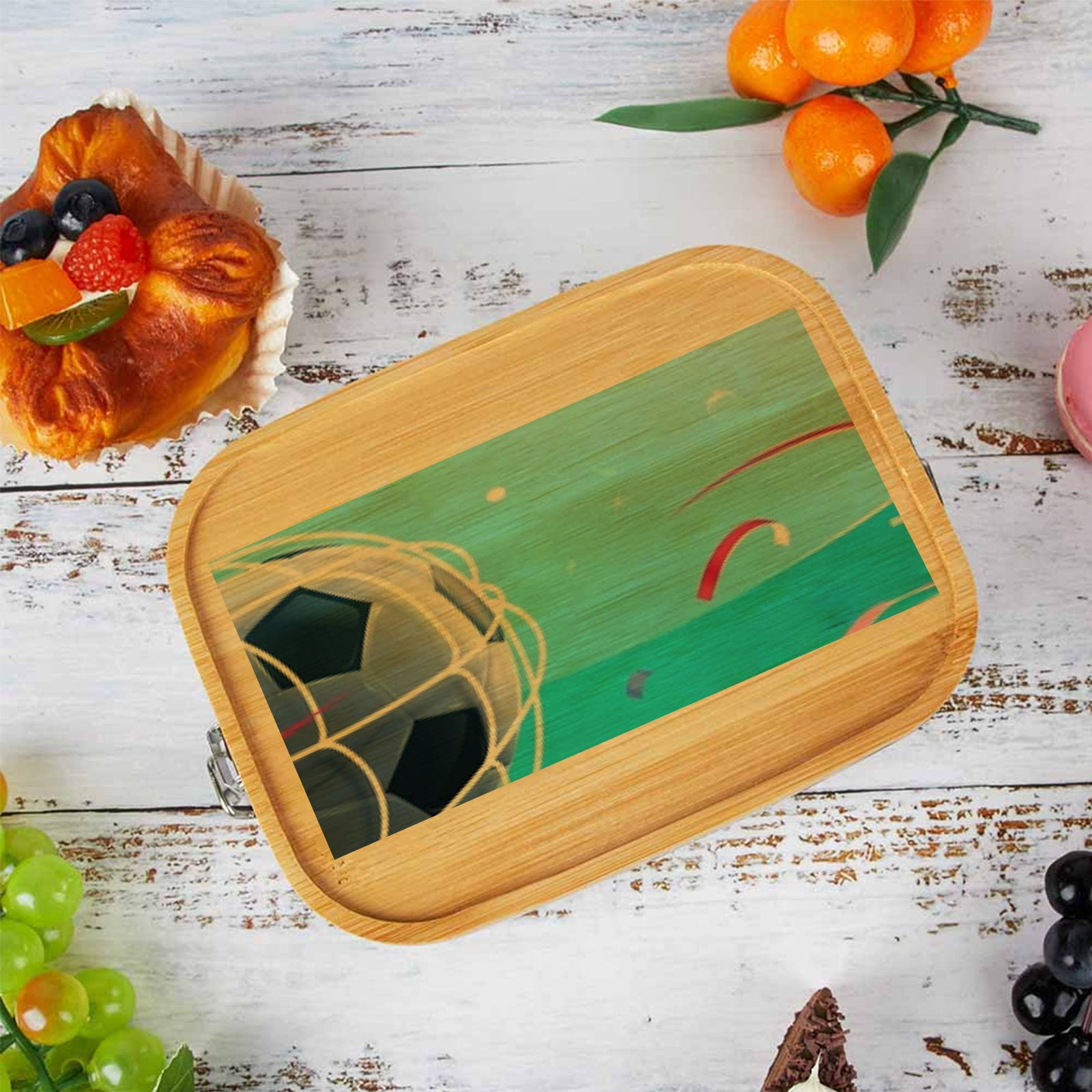 GZHJMY 304 Stainless Steel Lunch Box Bamboo Lid, Realistic Soccer Ball ...
