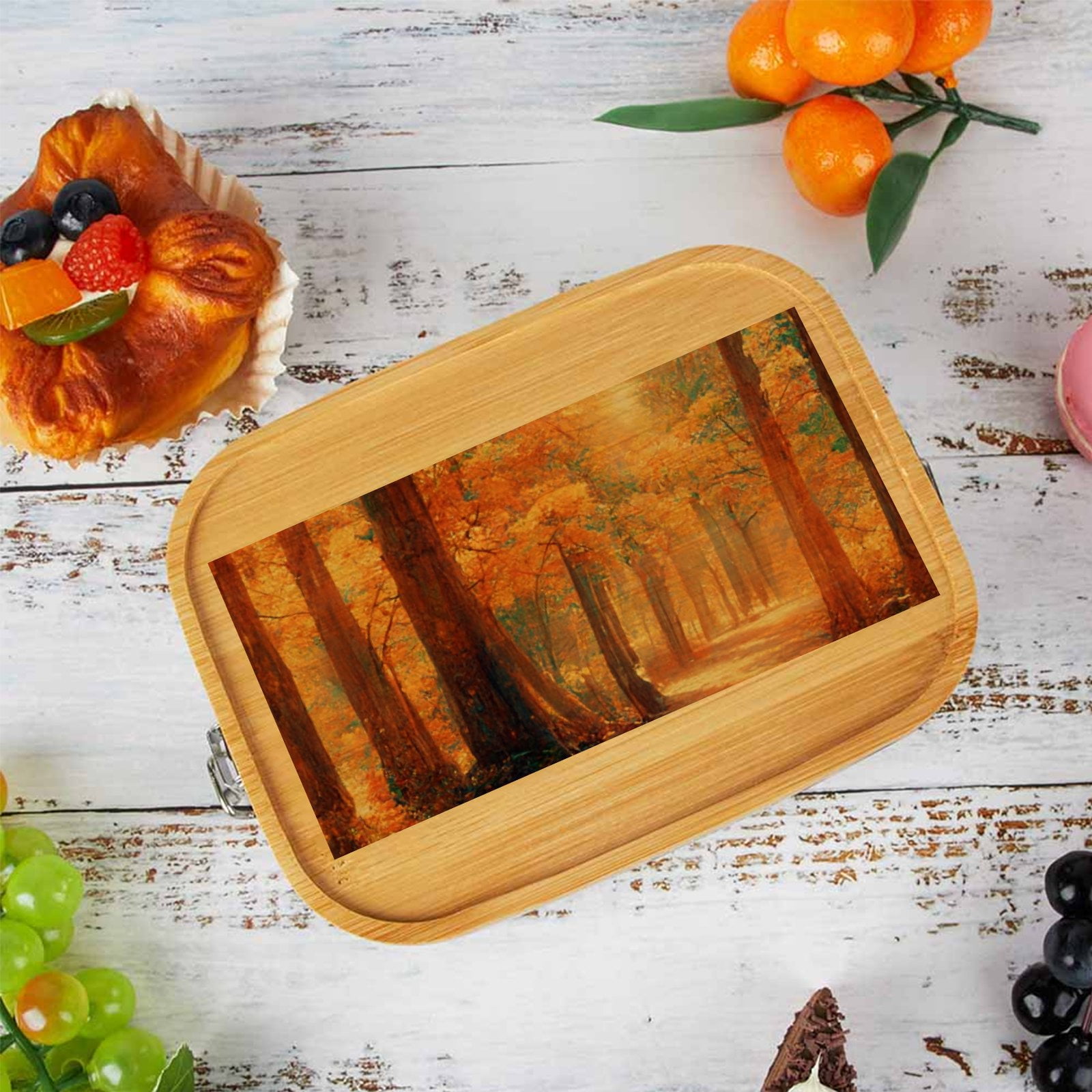 GZHJMY 304 Stainless Steel Lunch Box Bamboo Lid, Spectacular Autumn ...