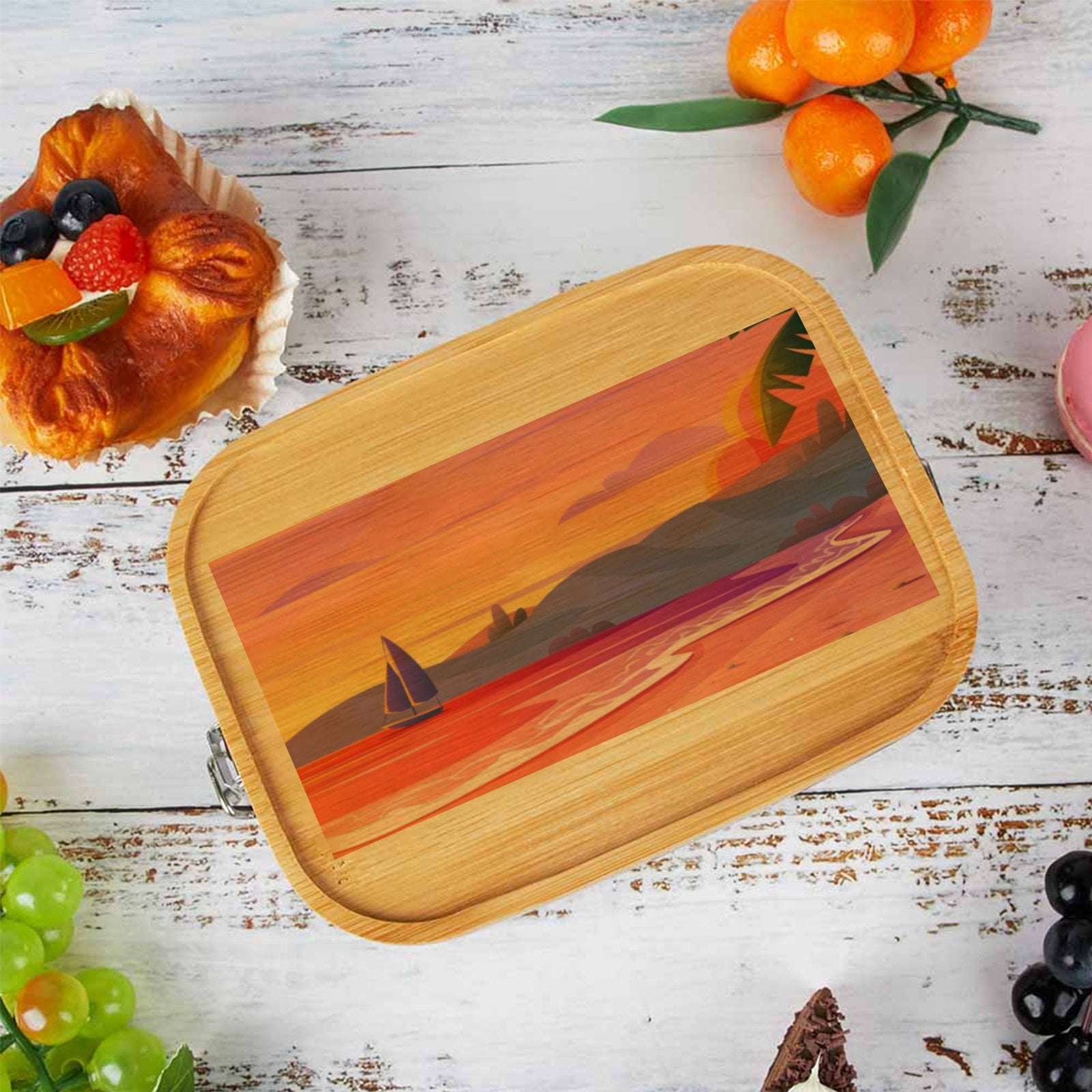 GZHJMY 304 Stainless Steel Lunch Box Bamboo Lid, Sunset Or Sunrise on ...