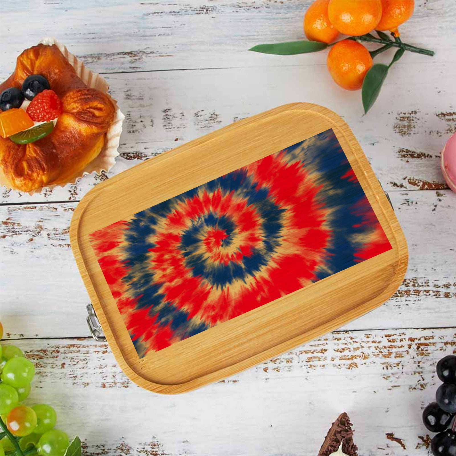 GZHJMY 304 Stainless Steel Lunch Box Bamboo Lid, Tie Dye American Flag ...