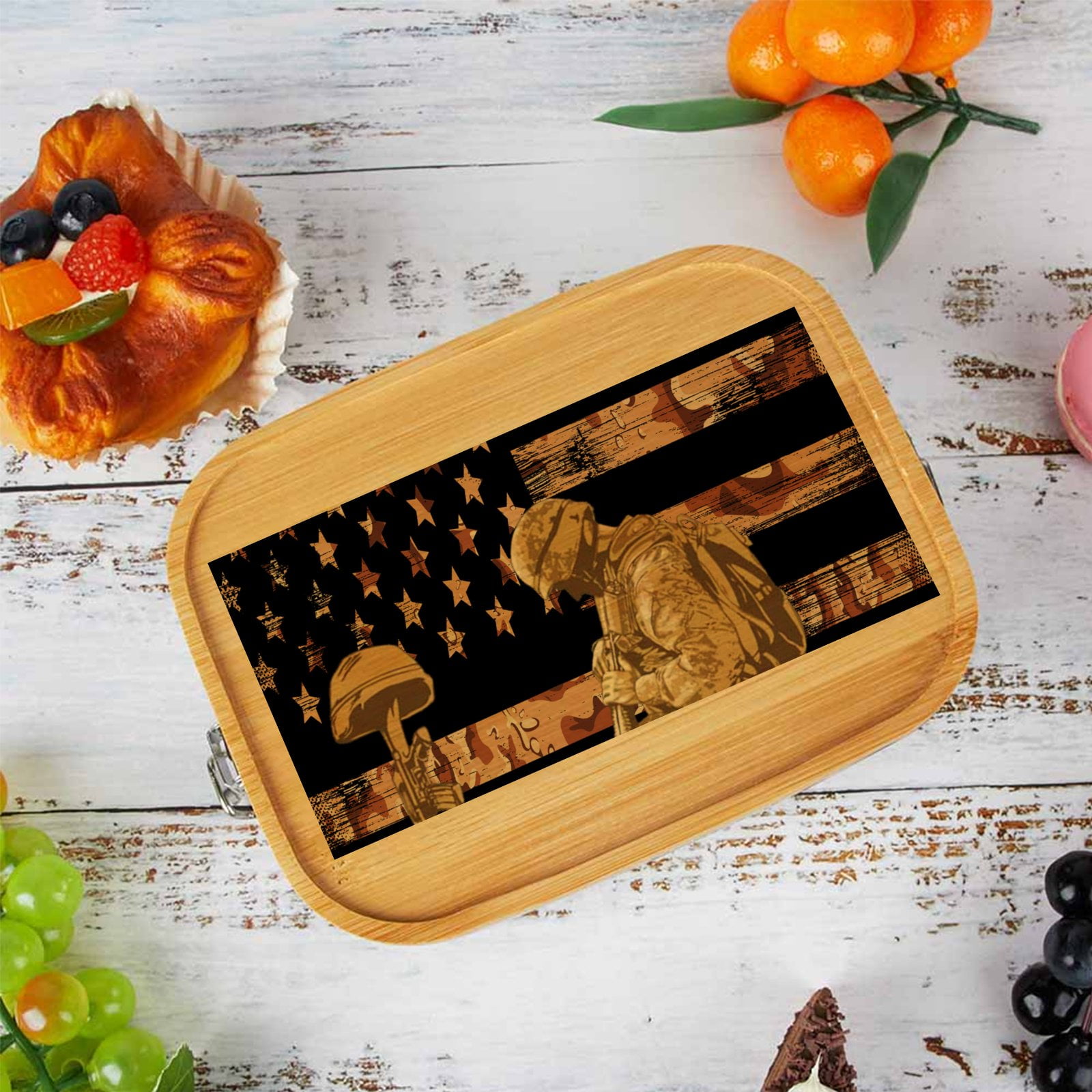 GZHJMY 304 Stainless Steel Lunch Box Bamboo Lid, Us Soldier Lunch ...